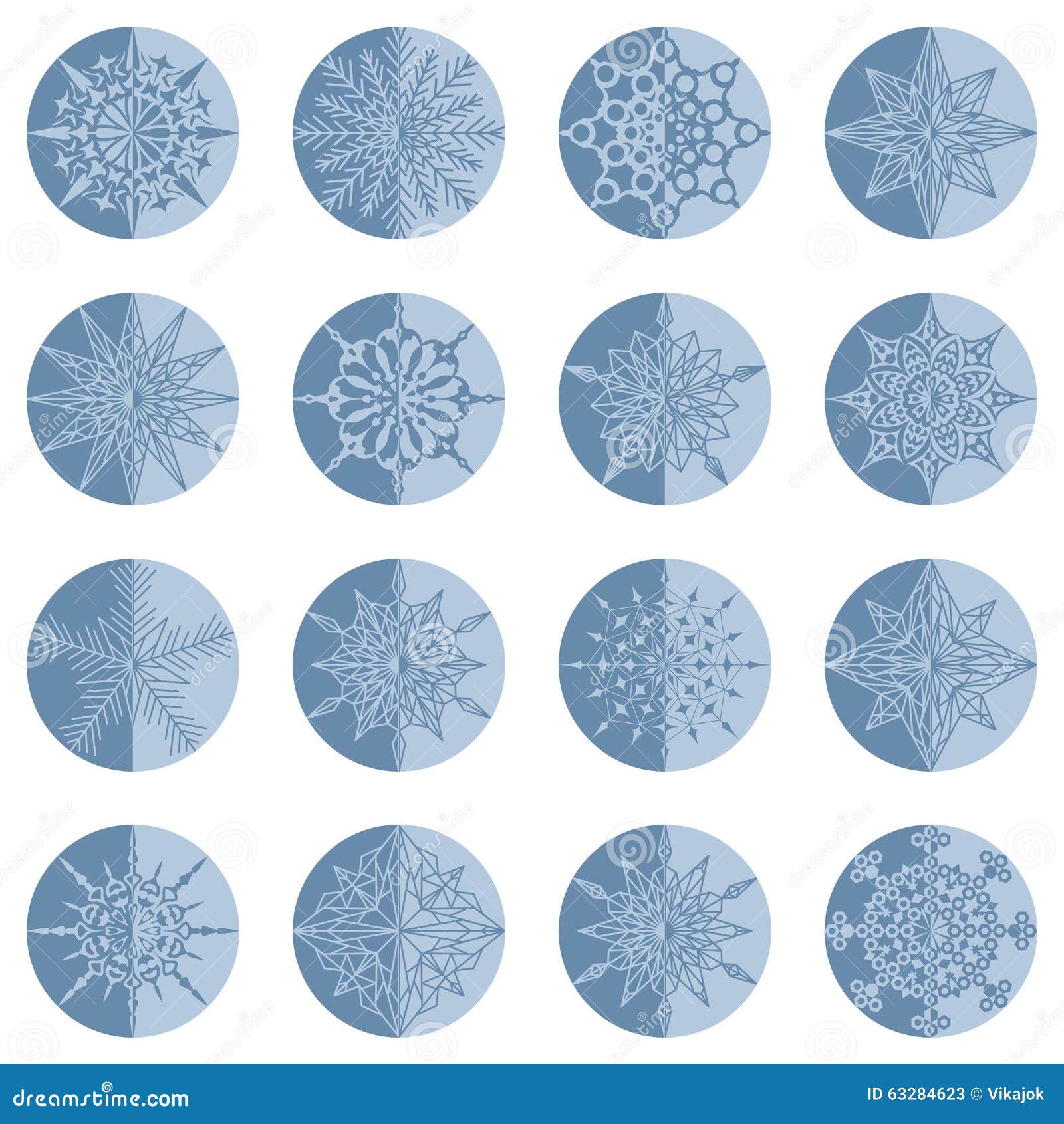 Set of Different Flat Snowflakes Stock Vector - Illustration of ...