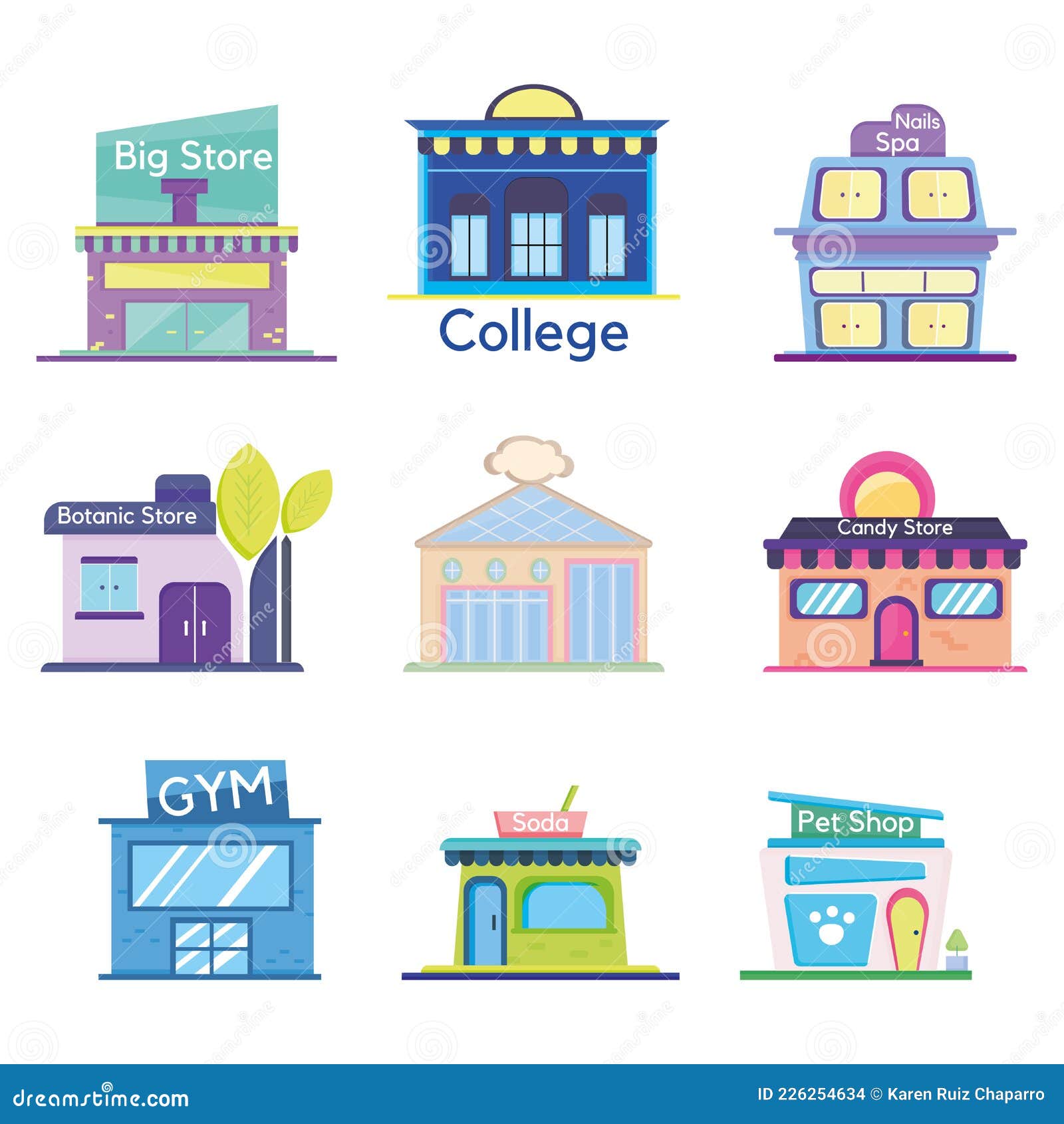 Set of Different Flat Store Icons Stock Vector - Illustration of flat ...