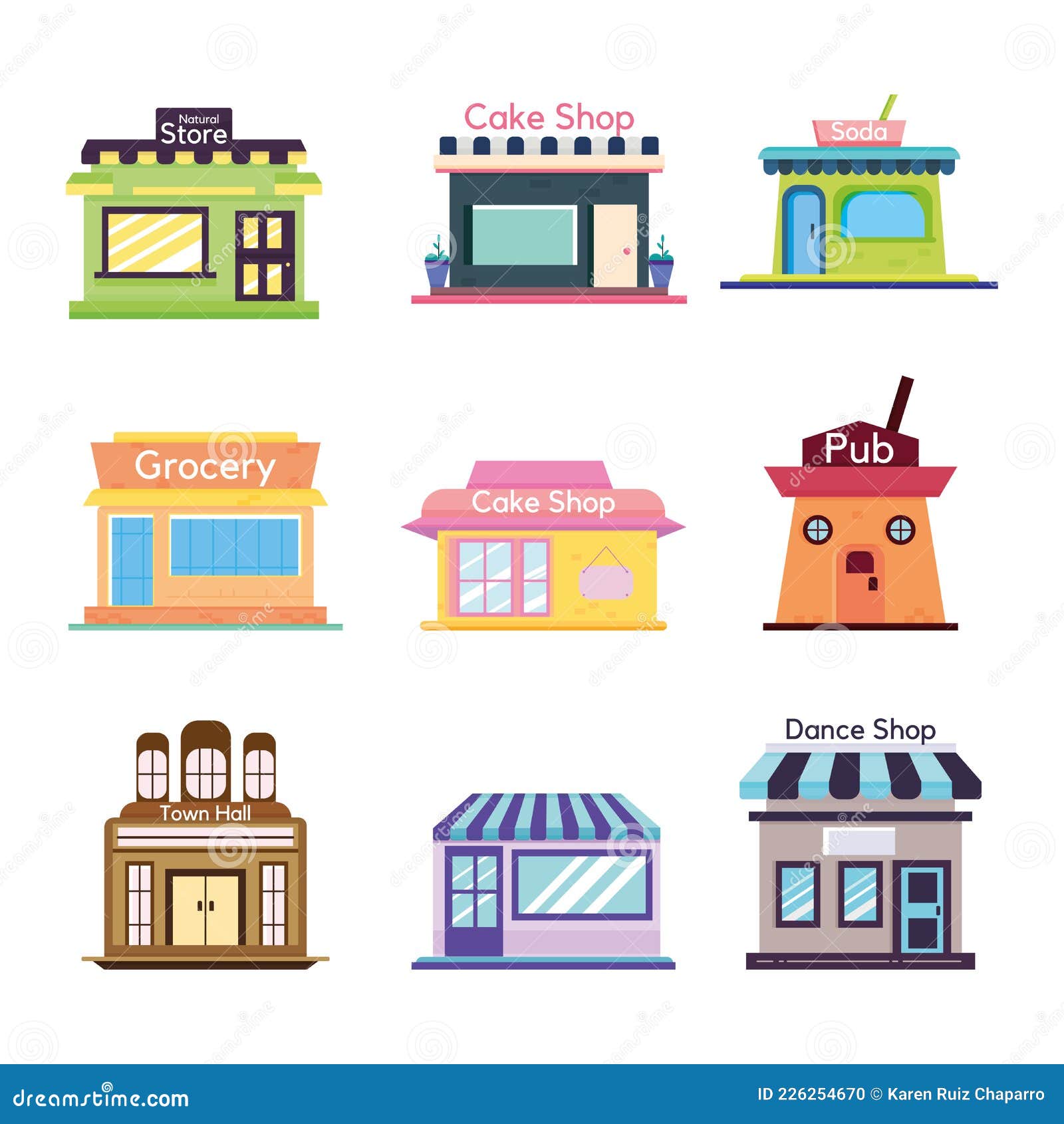 Set of Different Flat Store Icons Stock Vector - Illustration of city ...