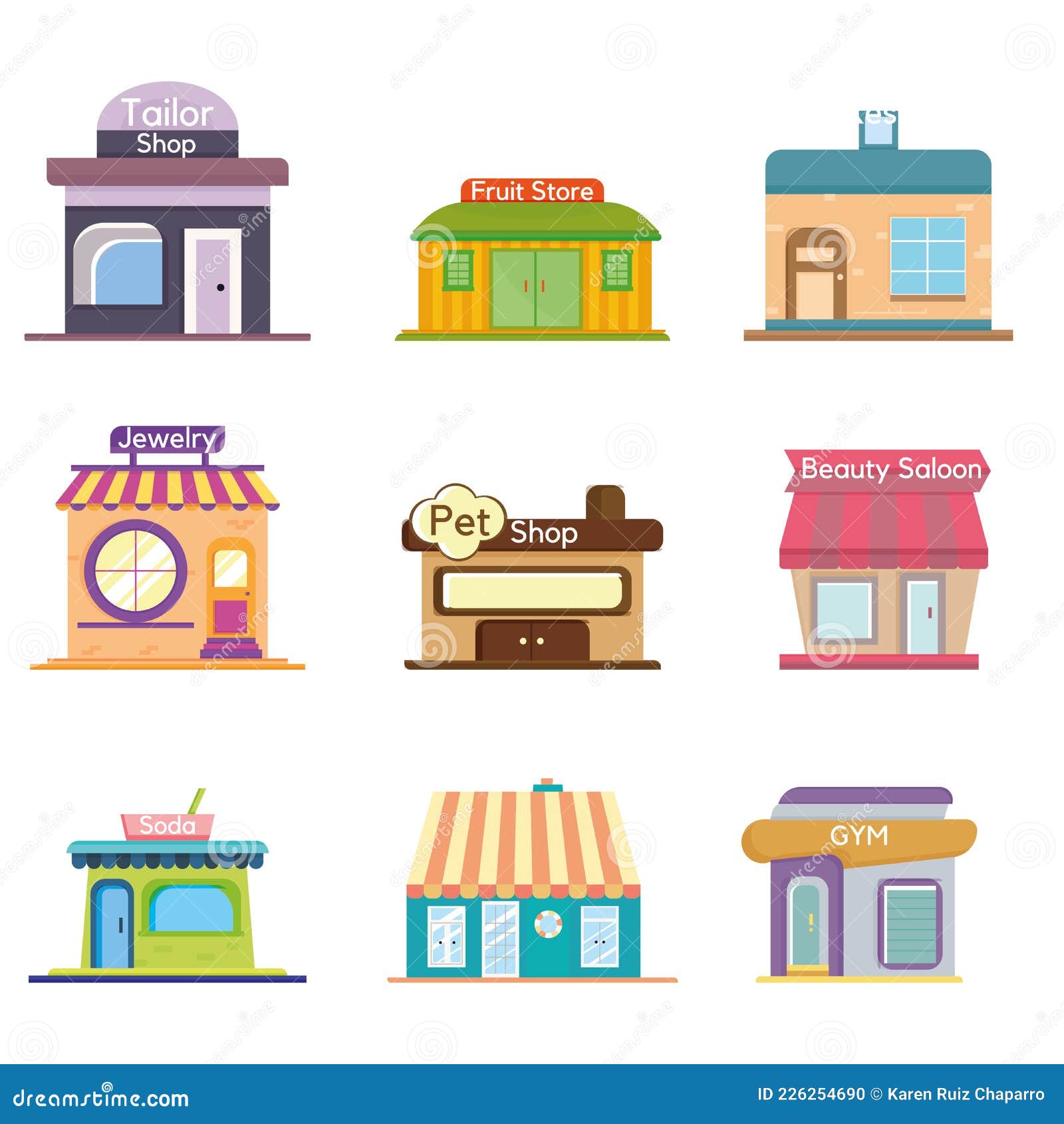 Set of Different Flat Store Icons Stock Vector - Illustration of design ...
