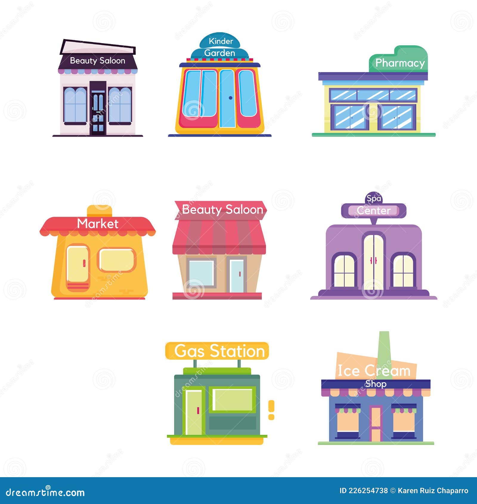 Set of Different Flat Store Icons Stock Vector - Illustration of sign ...