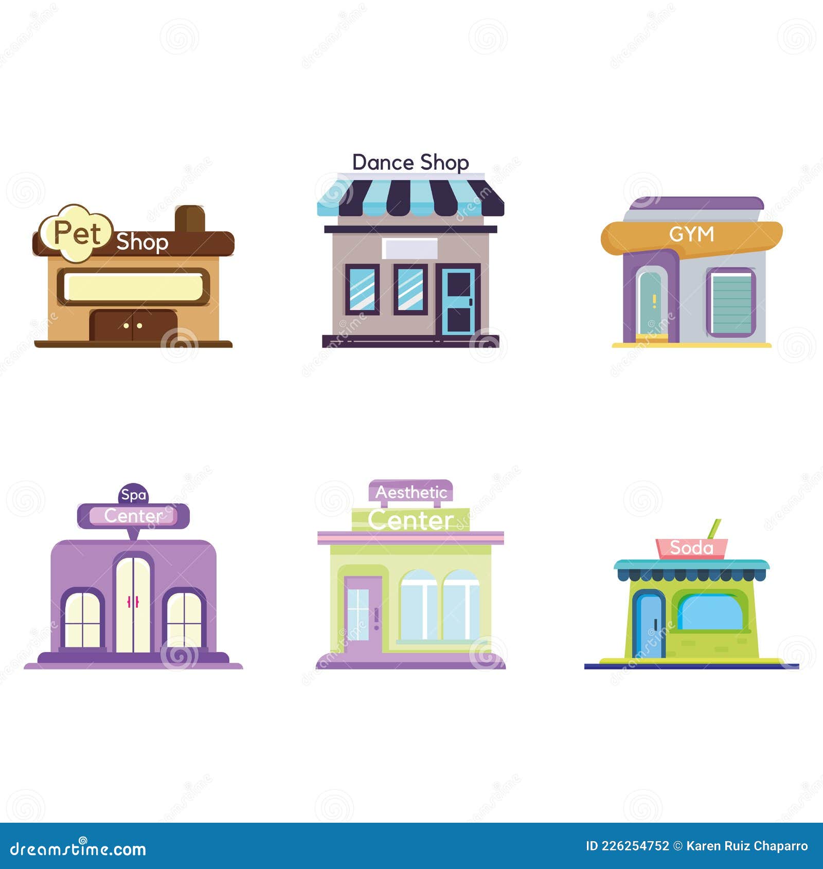 Set of Different Flat Store Icons Stock Vector - Illustration of ...