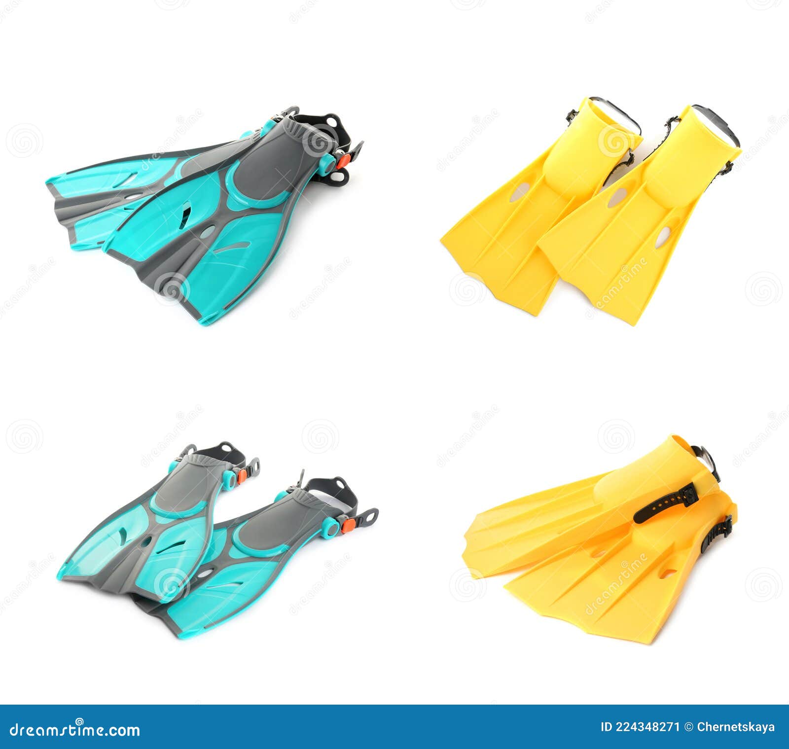 Set with Different Flippers on White Background Stock Image - Image of ...