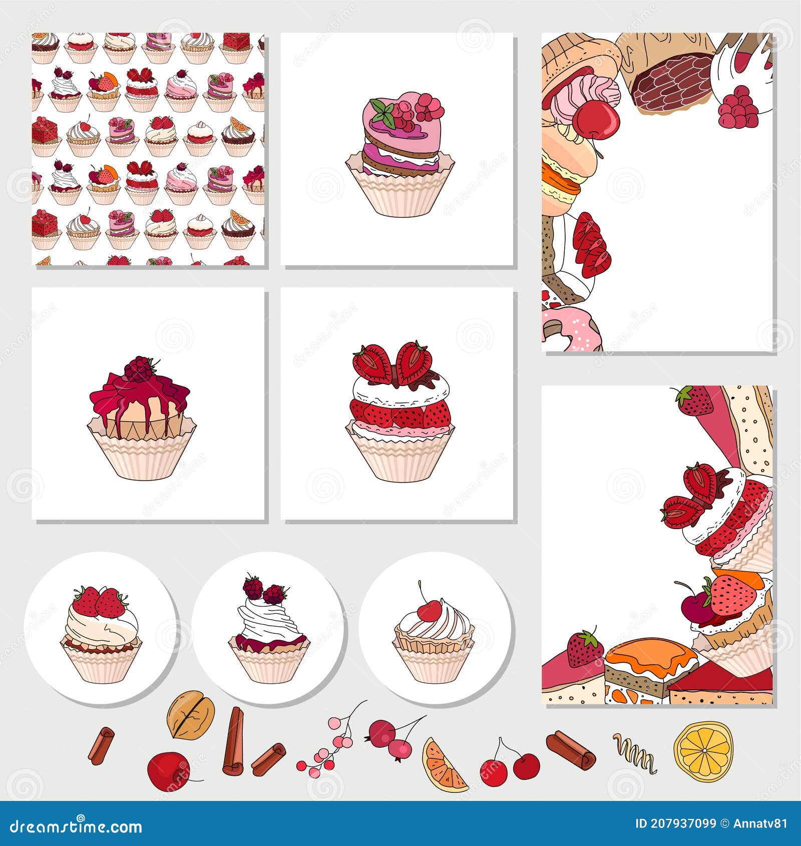Set with Different Food Templates Stock Illustration - Illustration of ...