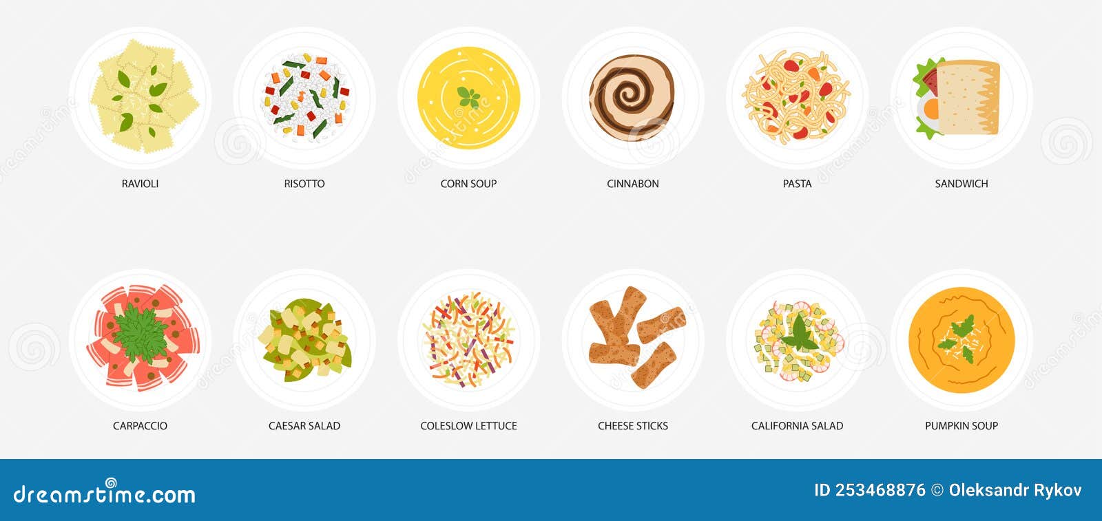 Set of Different Food Vector Icons for Menu Stock Vector - Illustration ...