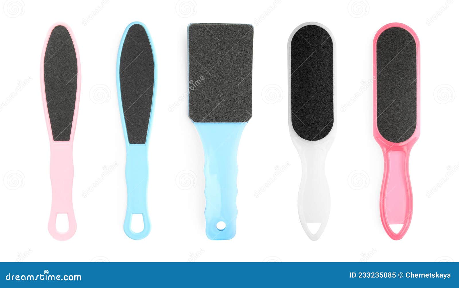 Set with Different Foot Files on White Background Stock Image - Image ...