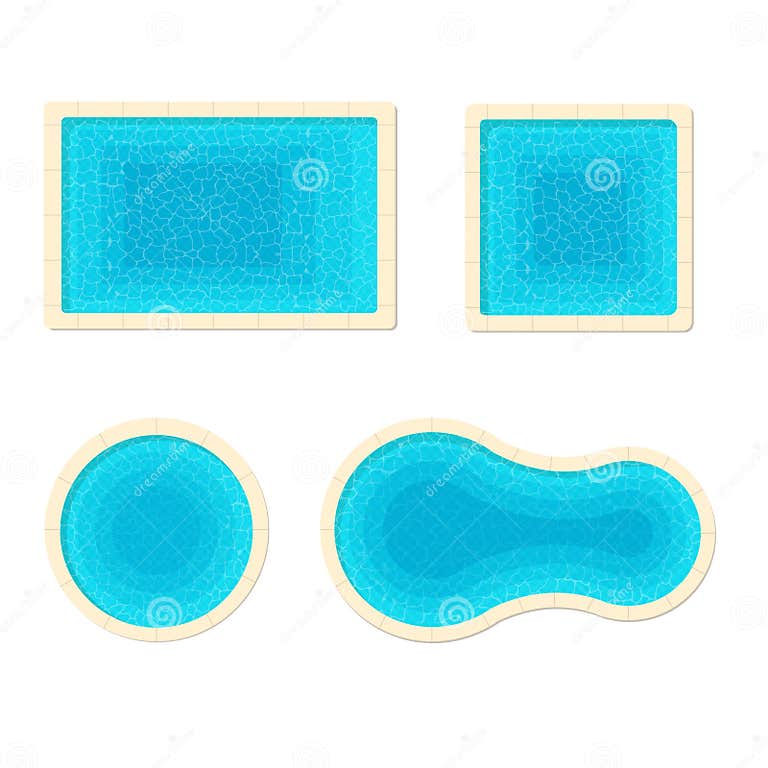 Set Different Forms Swimming Pools. Rectangular, Square and a Circular ...