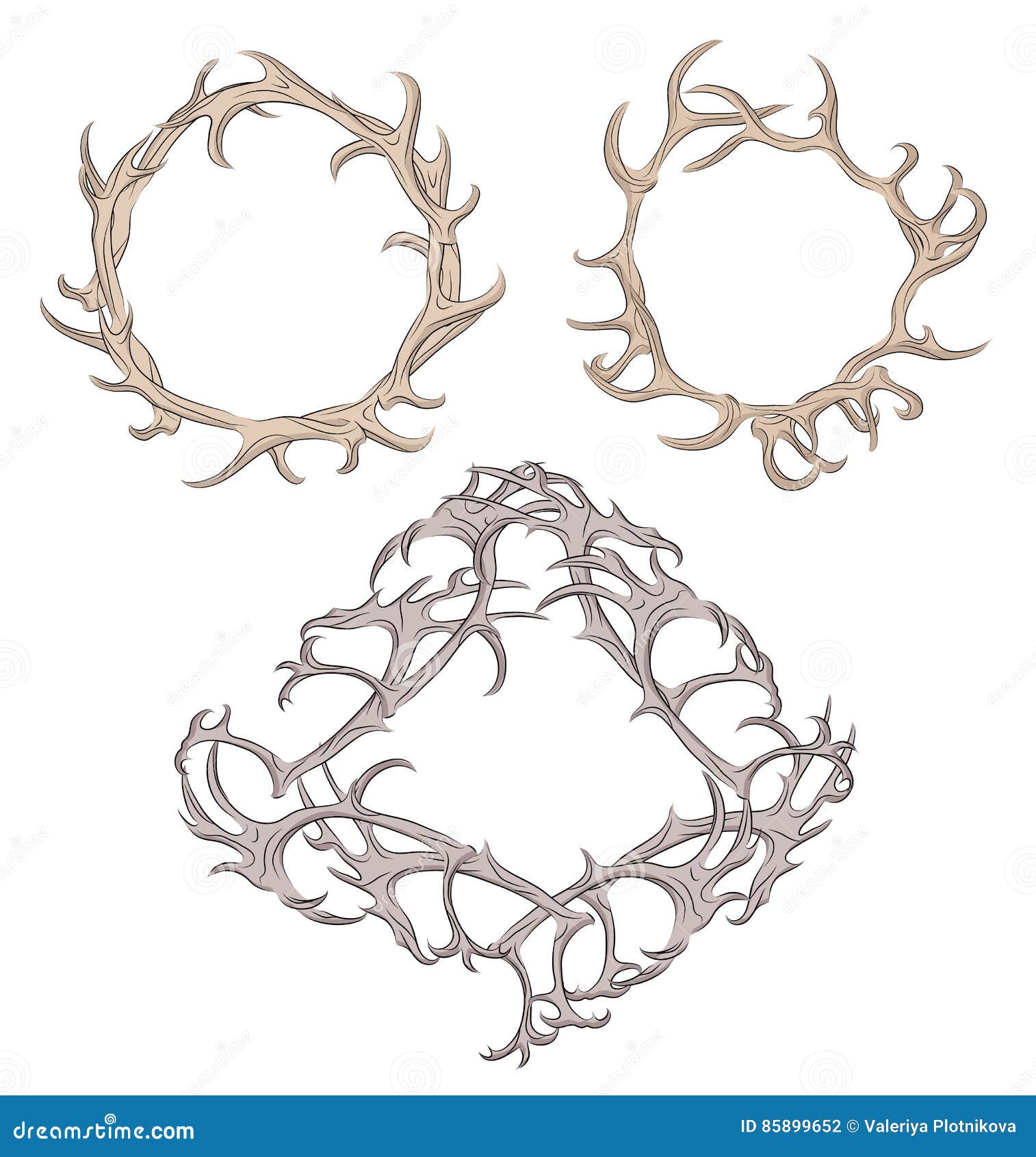 Set of Different Frame of Deer Antlers. Stock Vector - Illustration of ...