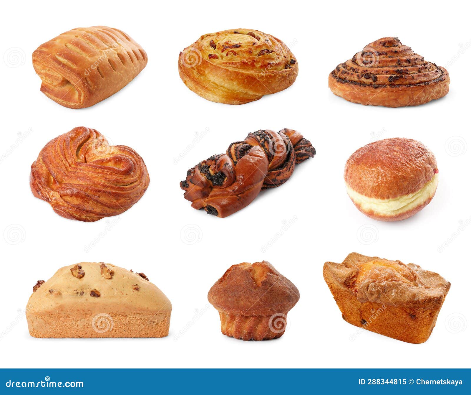 Set with Different Freshly Baked Pastries Isolated on White Stock Image ...