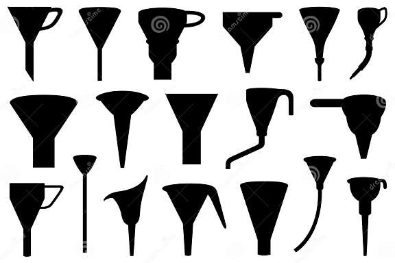 Set of different funnels stock vector. Illustration of faucet - 126520762