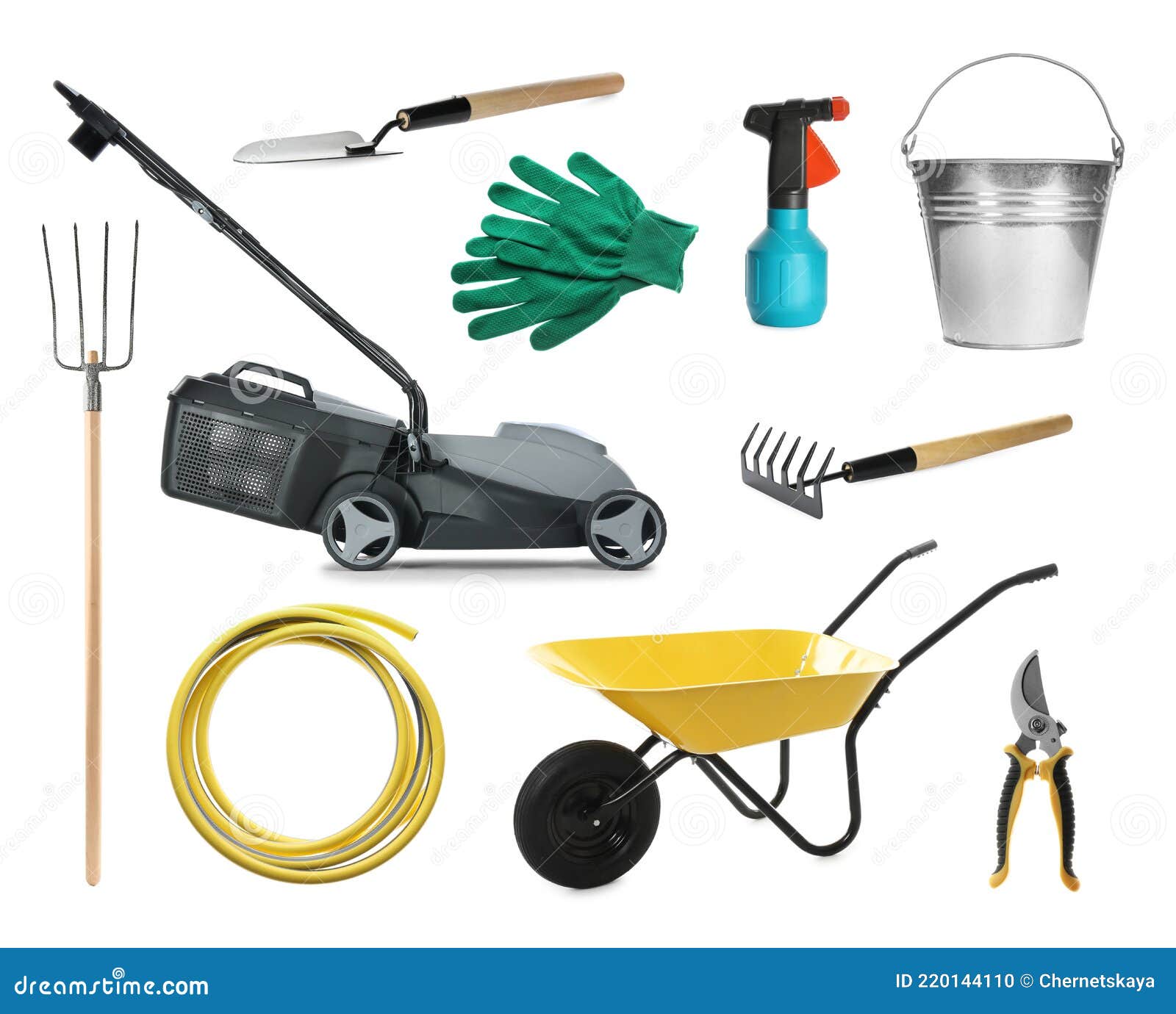 Set with Different Gardening Tools on White Background Stock Photo ...