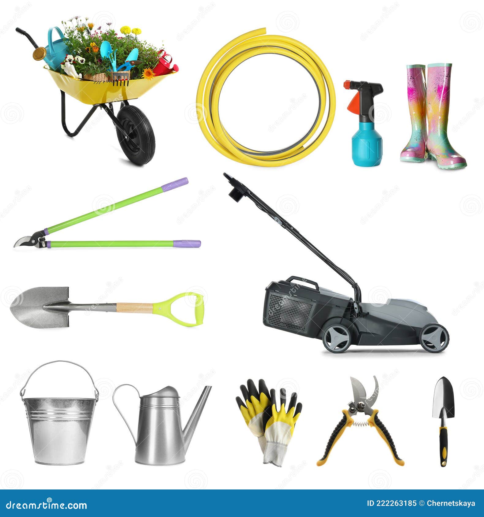 Set with Different Gardening Tools on White Background Stock Image ...