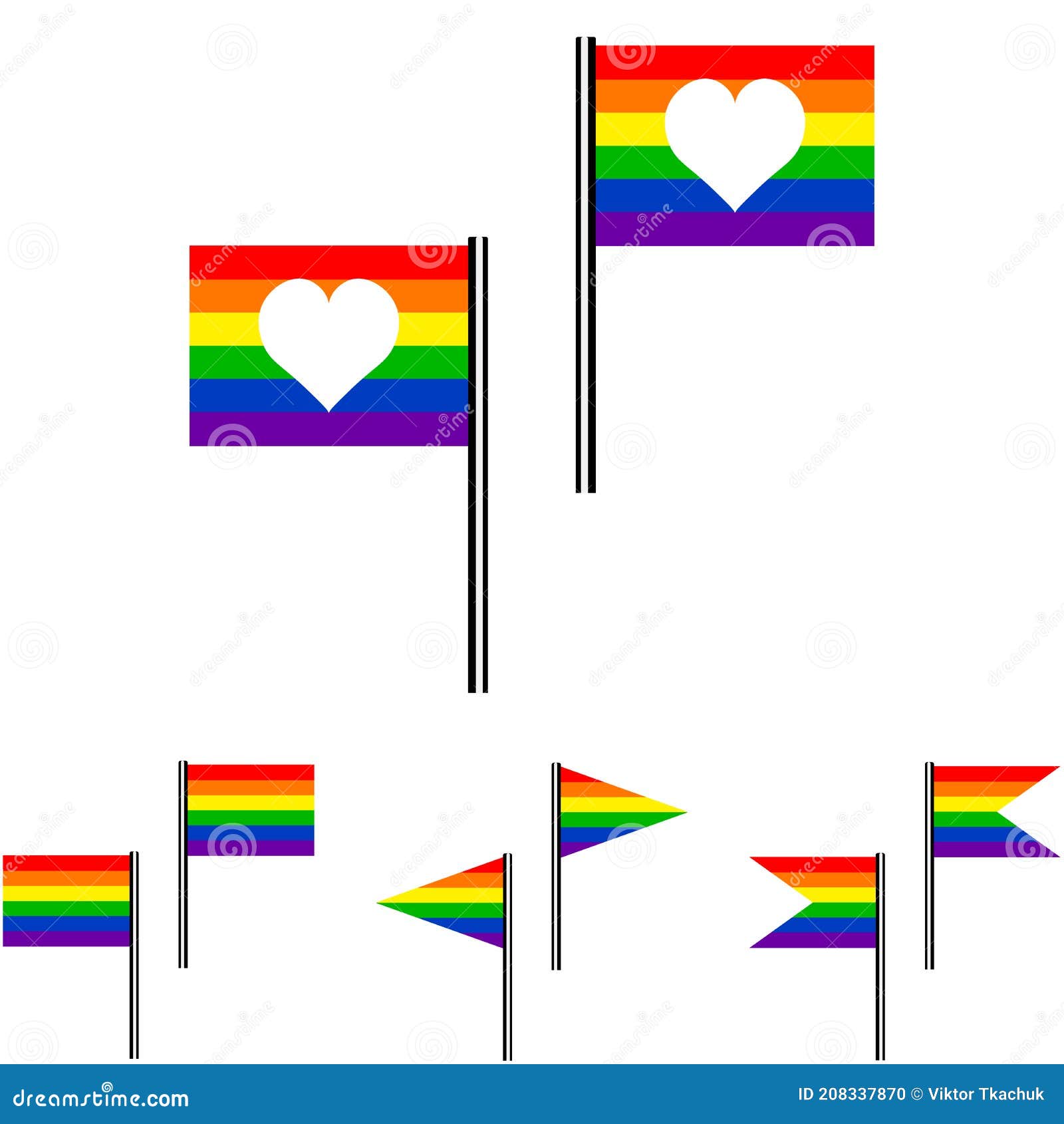 Set of different gay flags stock vector. Illustration of design - 208337870