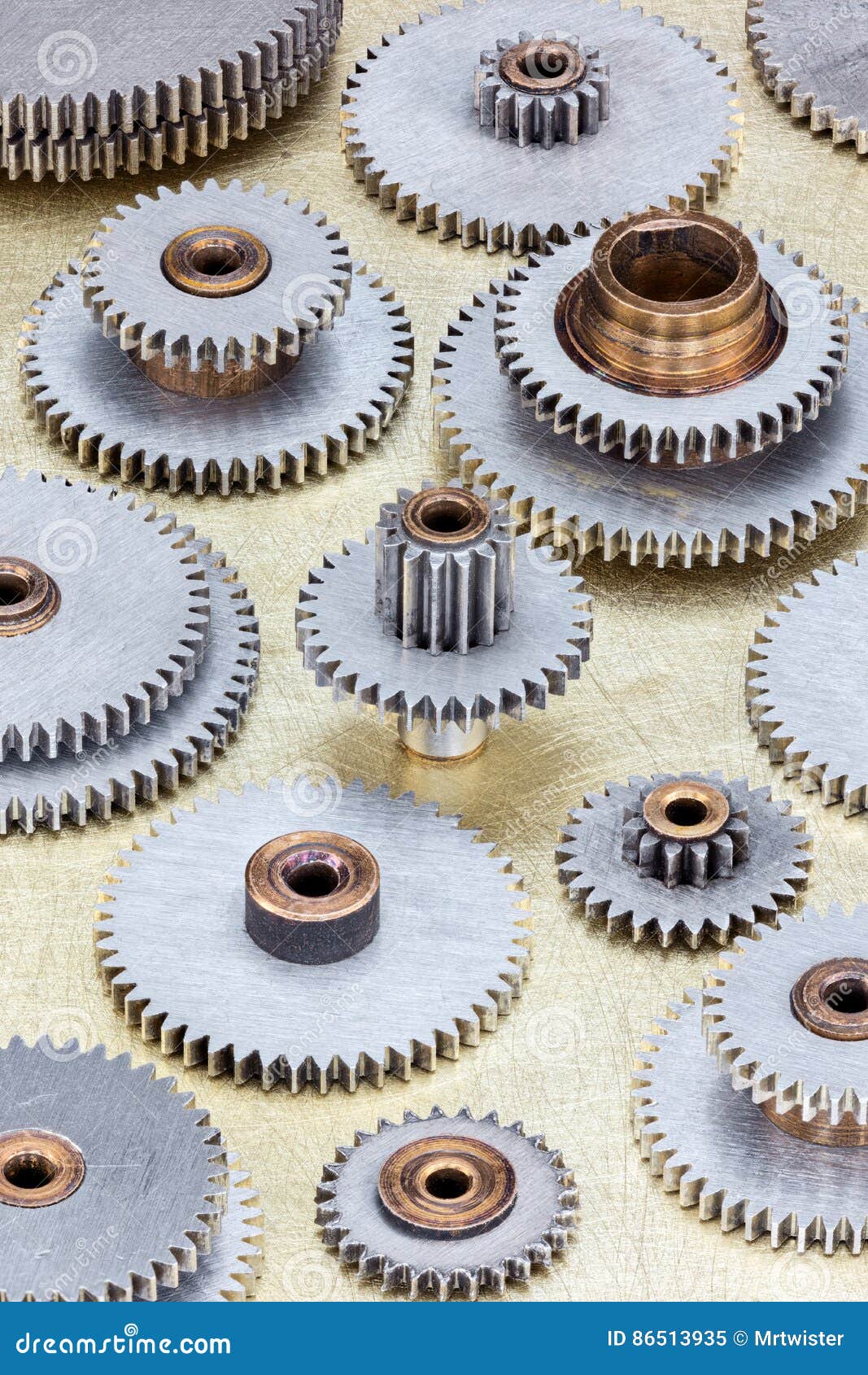 Set of Different Gear Cogwheel Details on Scratched Background Stock ...