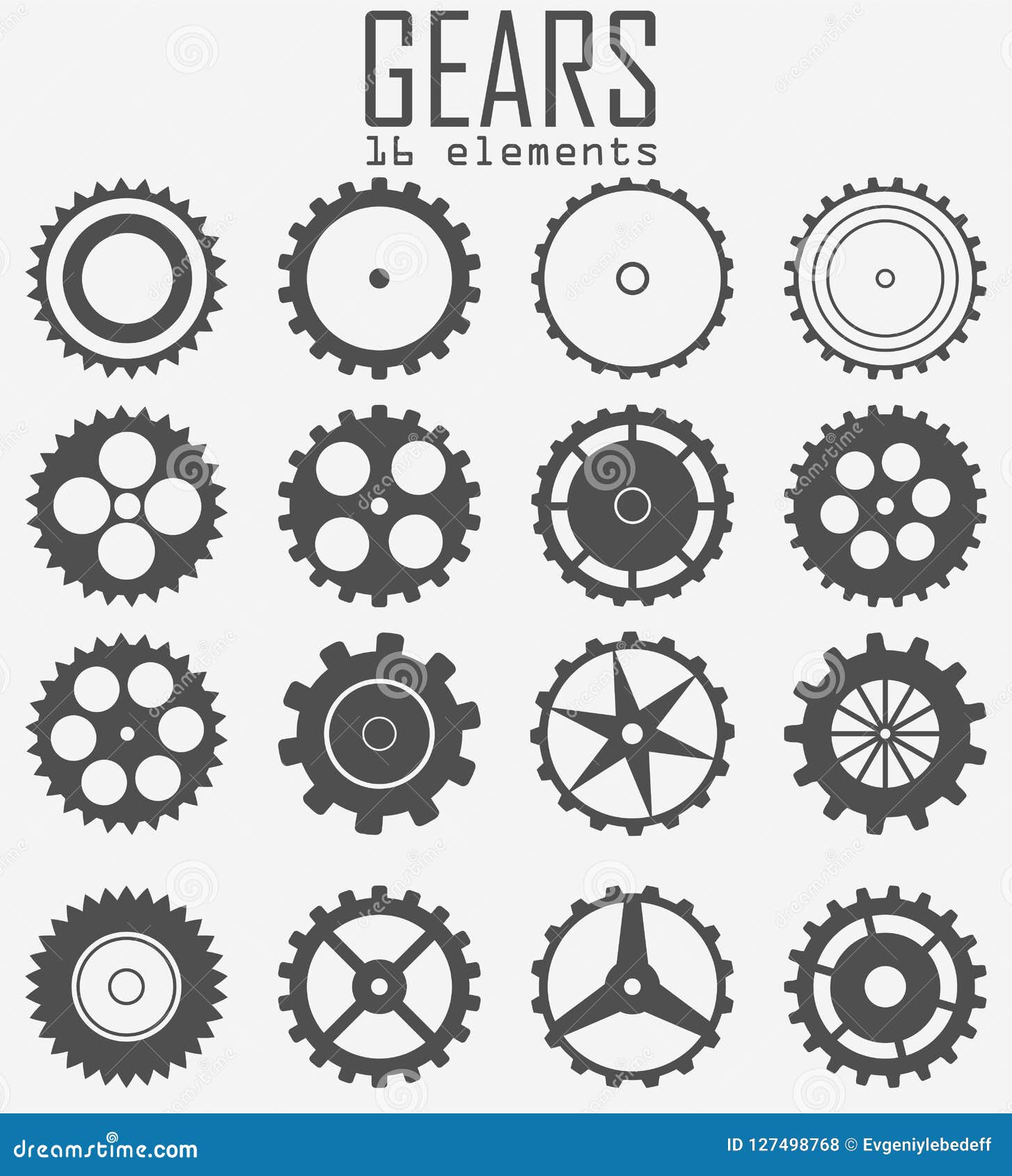 A Set of Different Gears. 16 Items. Mechanisms Stock Vector ...