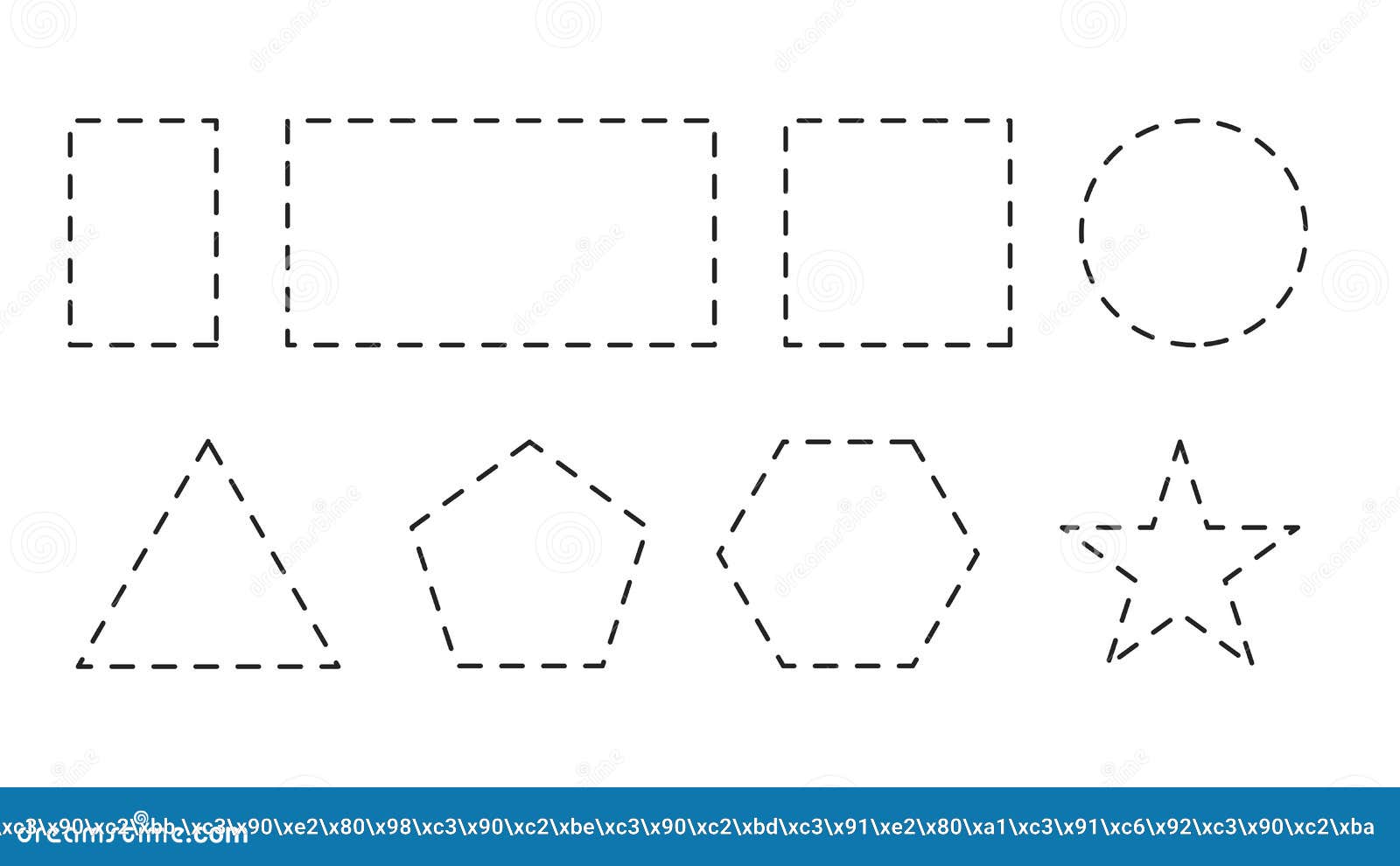 Set of Different Geometric Shapes in the Form of Dotted Lines. Vector ...