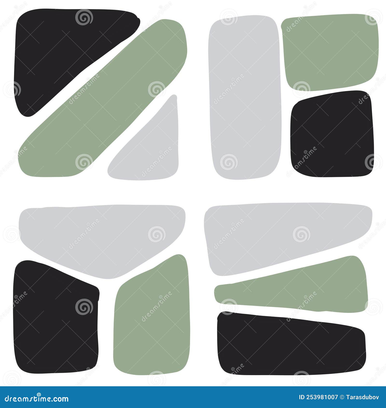 Set of Different Geometric Shapes in Green and Grey Colors. Stock ...