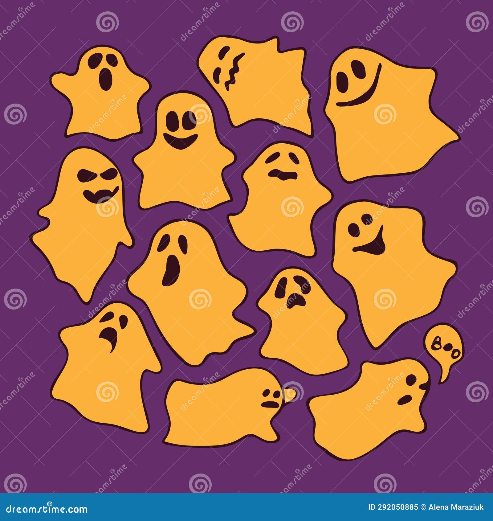 Set of Different Ghosts. Good and Evil Ghosts with Different Faces. for ...