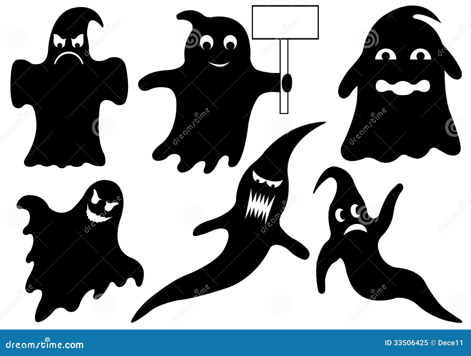 Set of Different Ghosts stock vector. Illustration of collage - 33506425