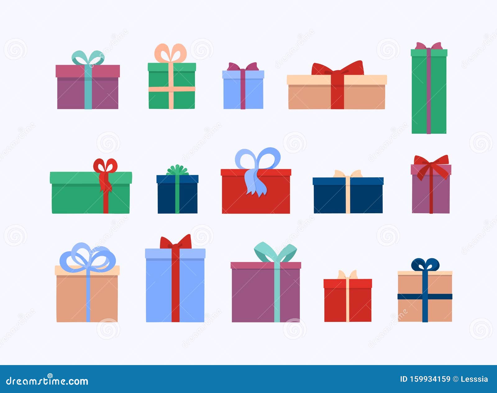 Set of Different Gift Boxes and Presents Isolated on White Background ...