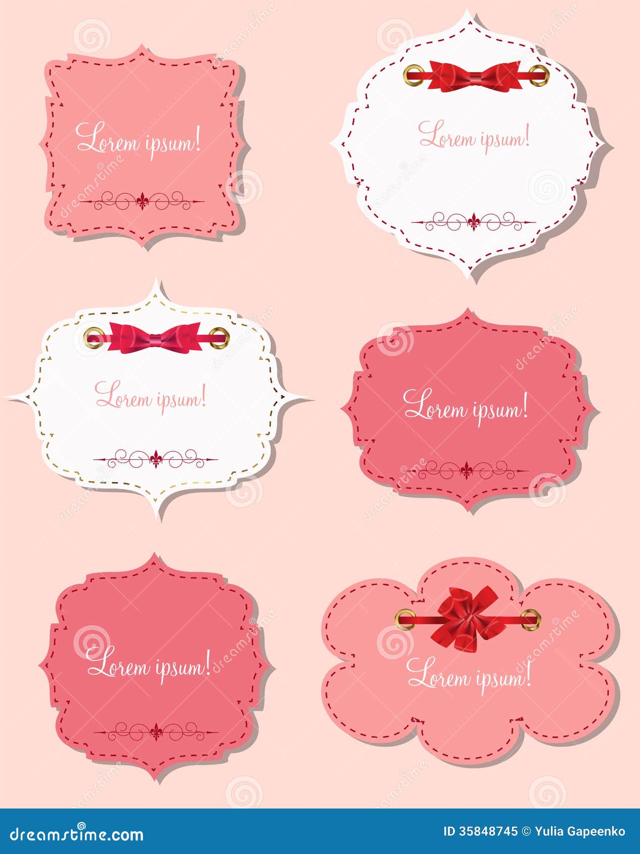 Set of Different Gift Cards with Ribbons, Design Stock Vector ...