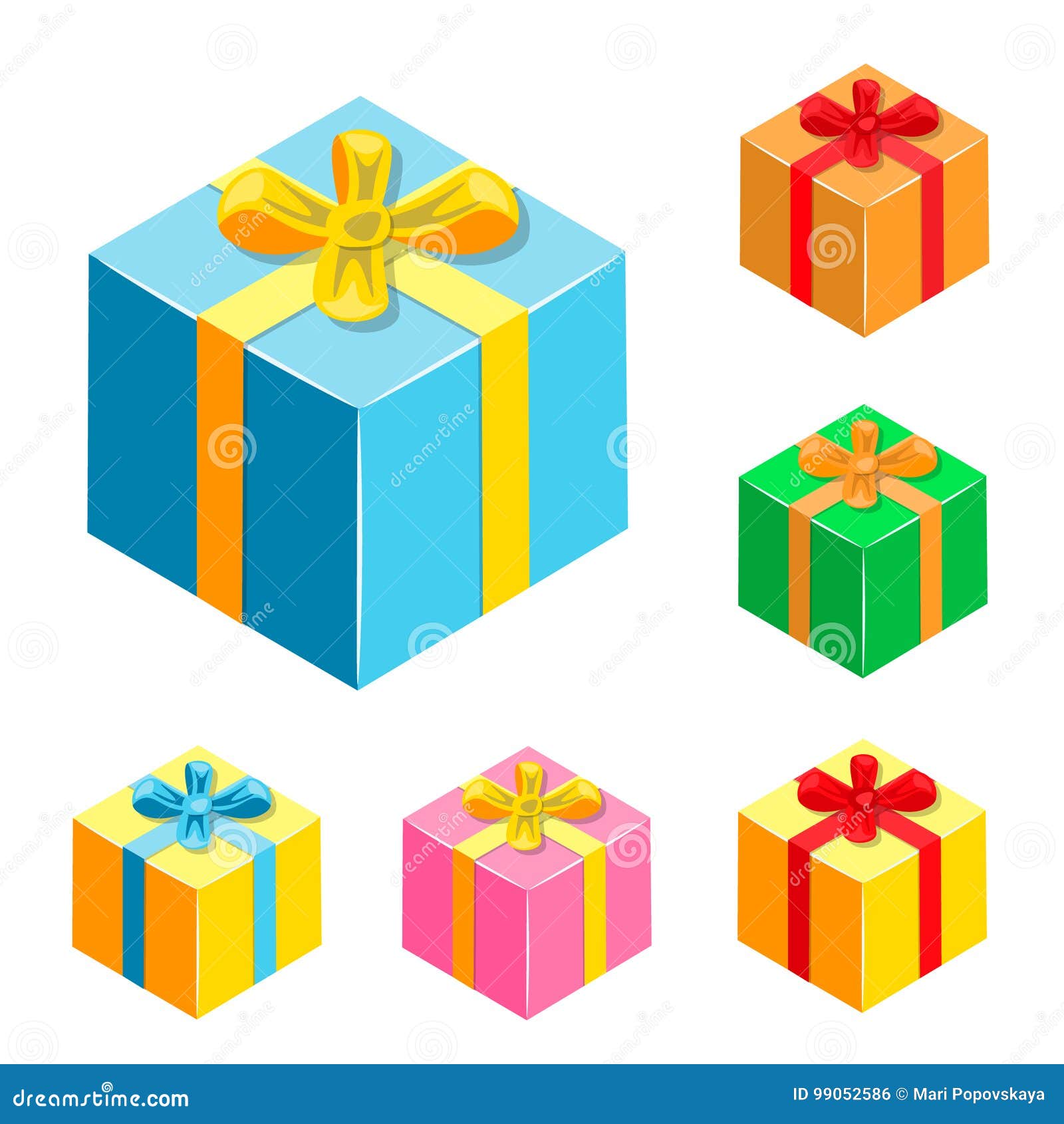 Set of Different Gifts Boxes. Stock Vector - Illustration of heart ...