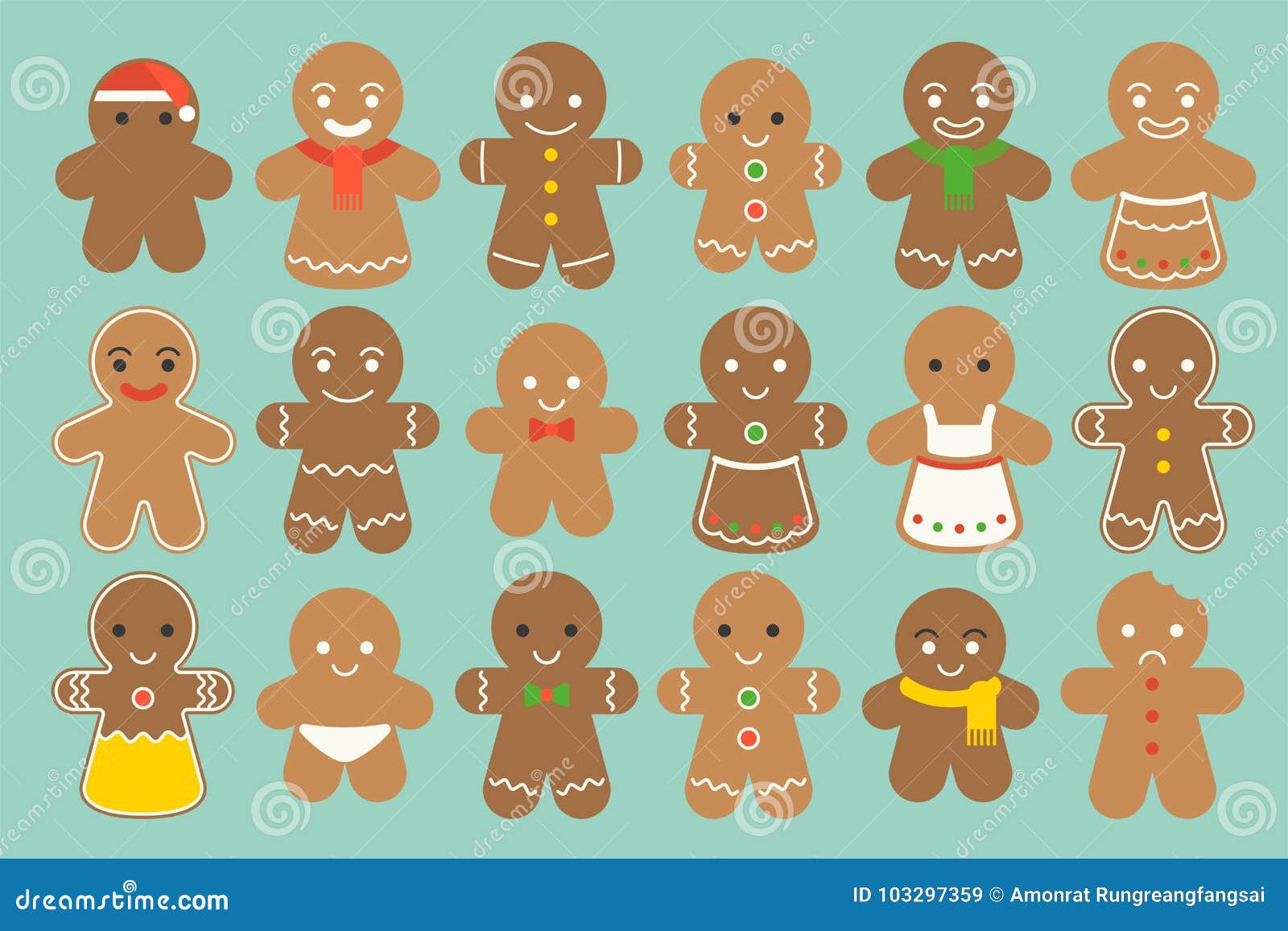 Set of Different Gingerbread Man Stock Vector - Illustration of cookie ...