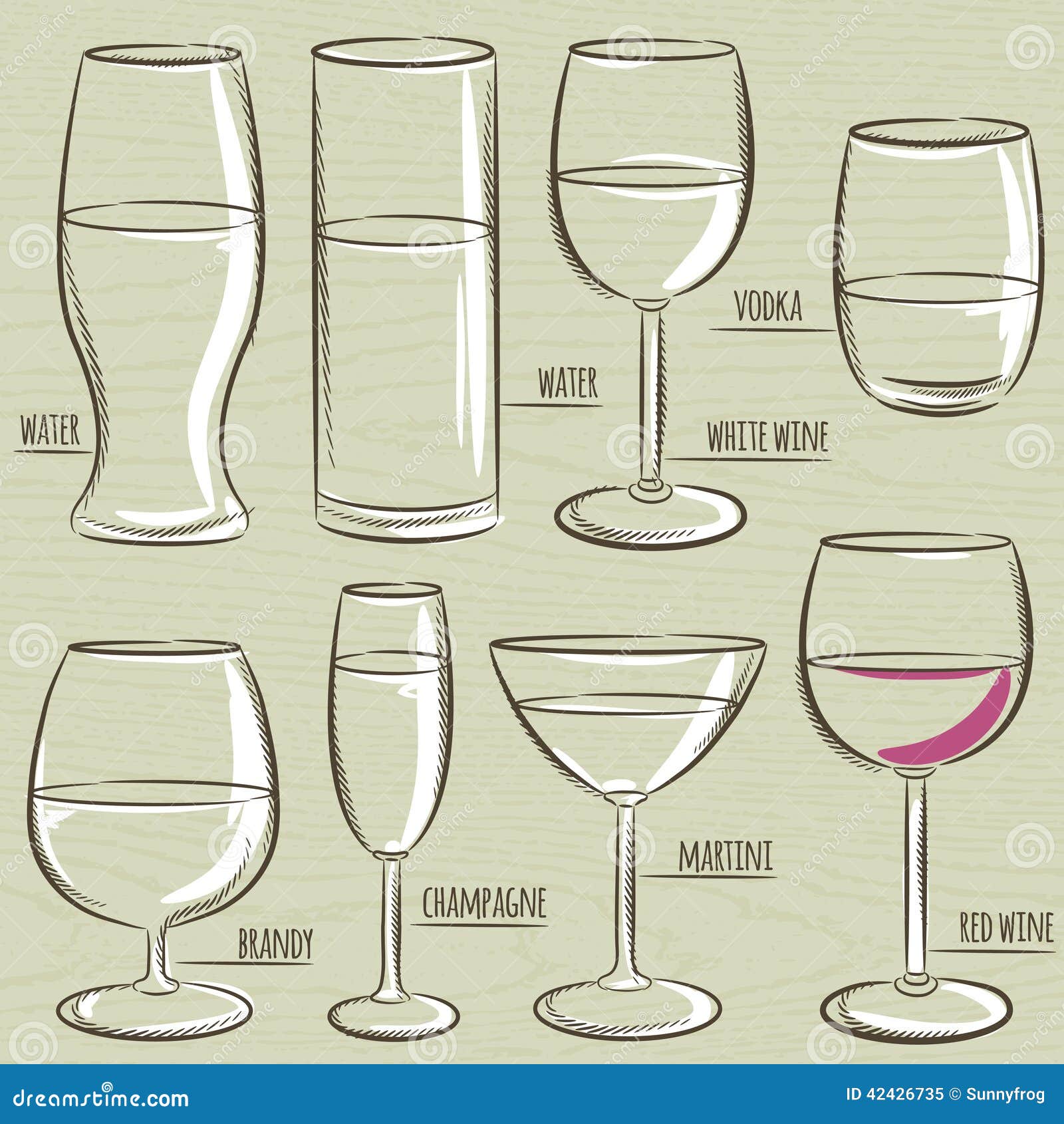 Set of Different Glasses, Vector Stock Vector - Illustration of graphic ...