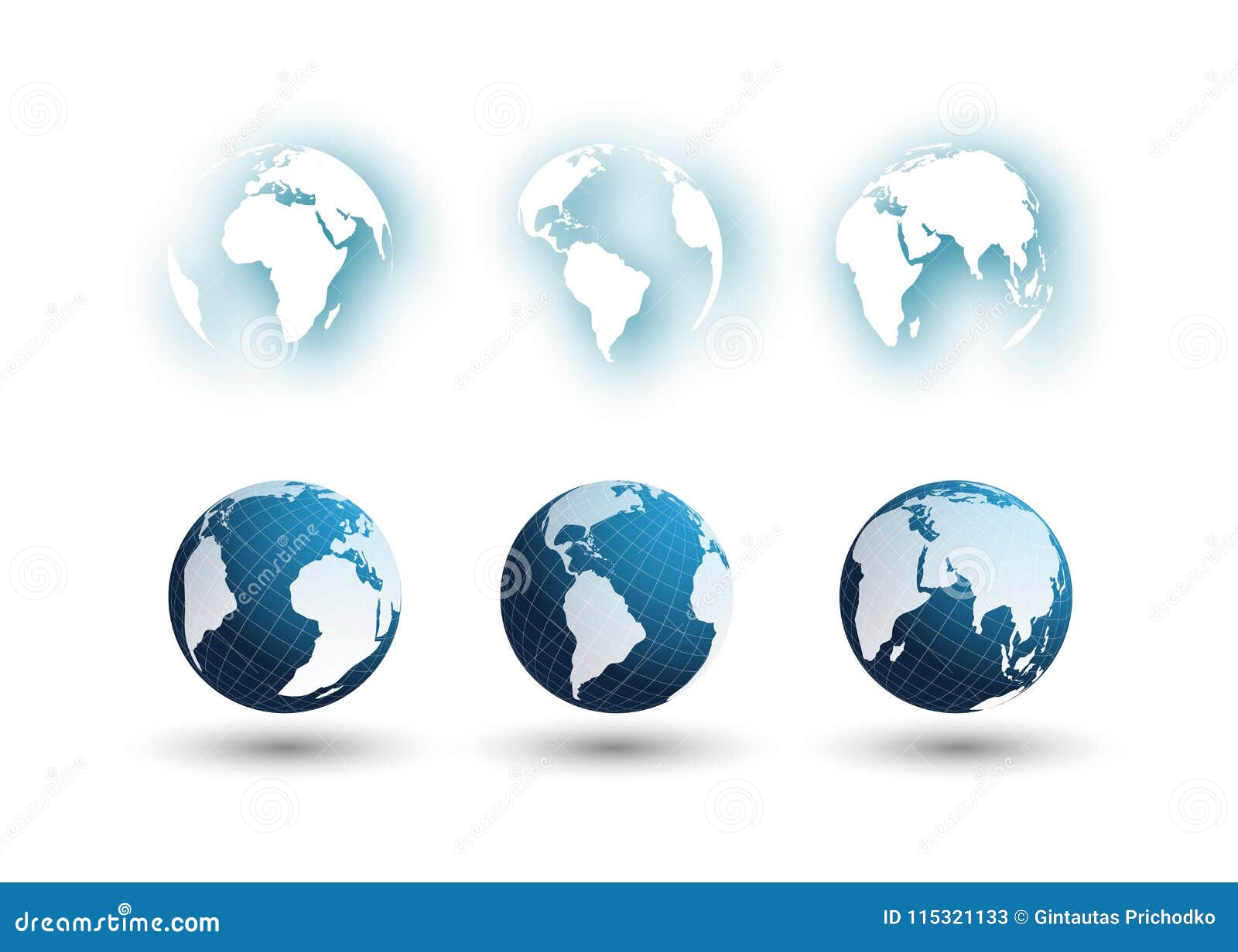 Set of different globes 2 stock vector. Illustration of global - 115321133