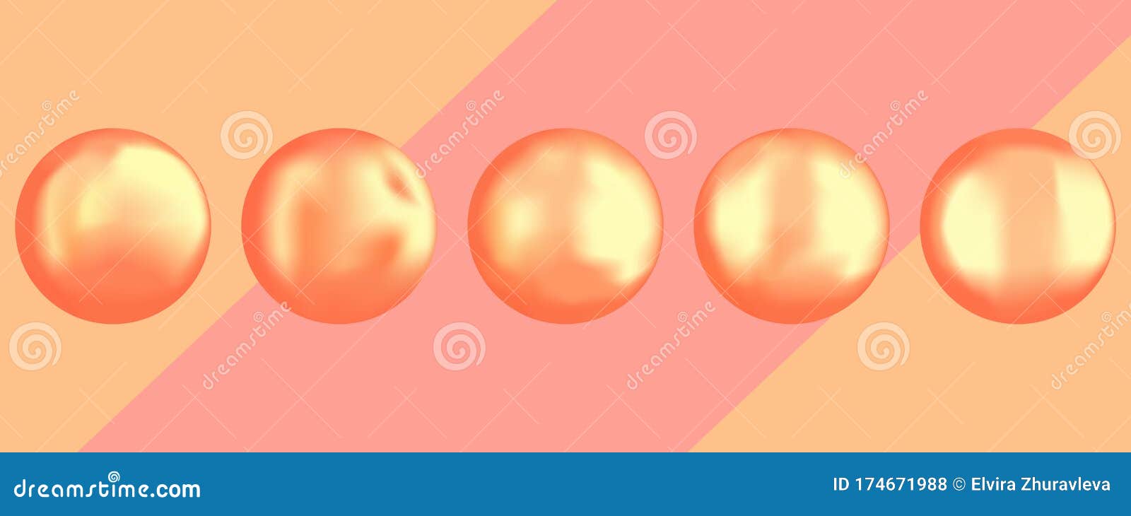 Set of Different Golden Round Pearls. Photorealistic Vector Design ...