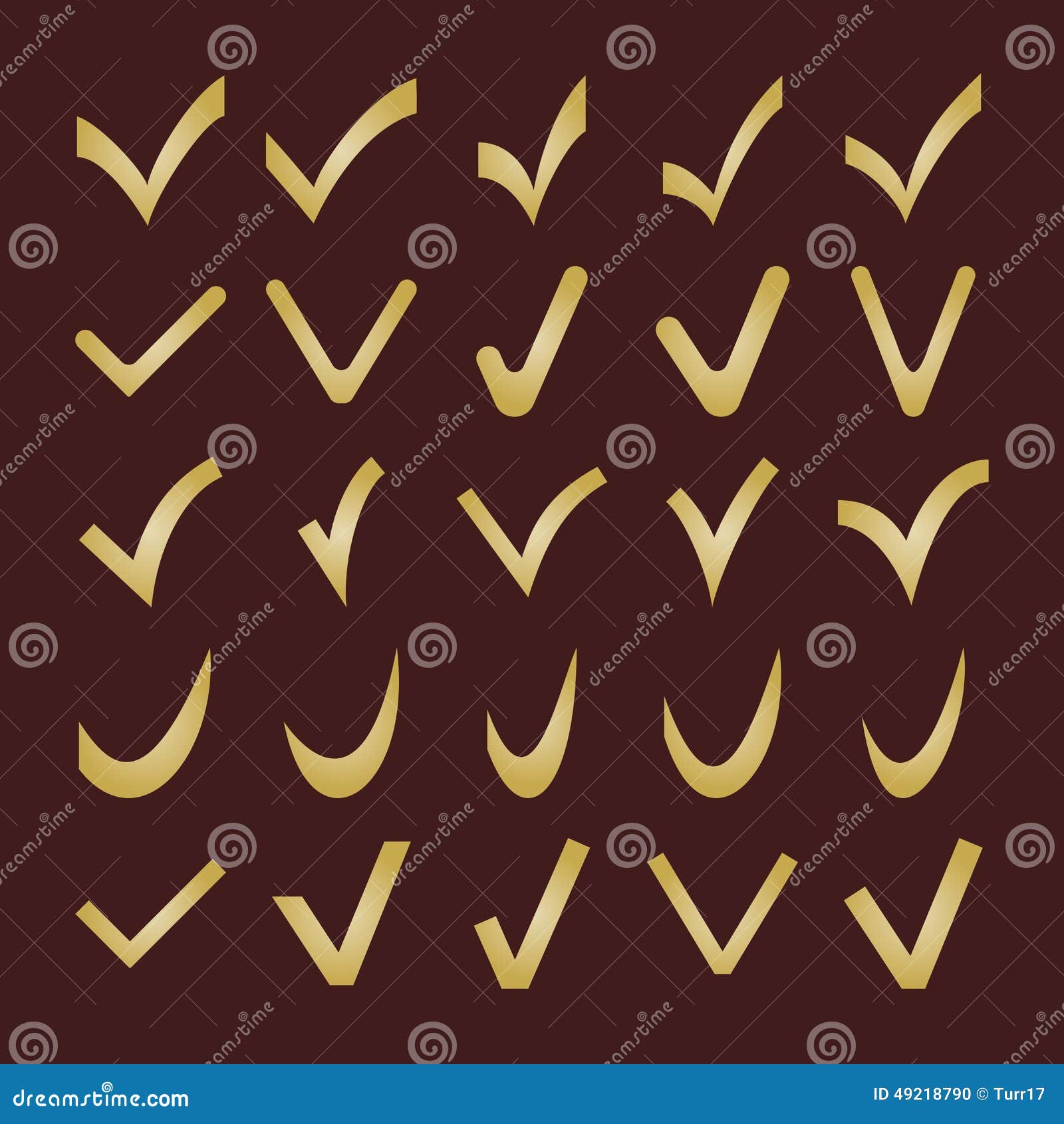 Set of Different Golden Vector Check Marks Stock Vector - Illustration ...