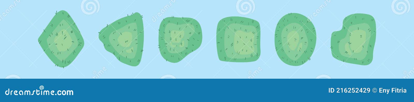 Set of Different Grass Field Cartoon Design Template with Various ...
