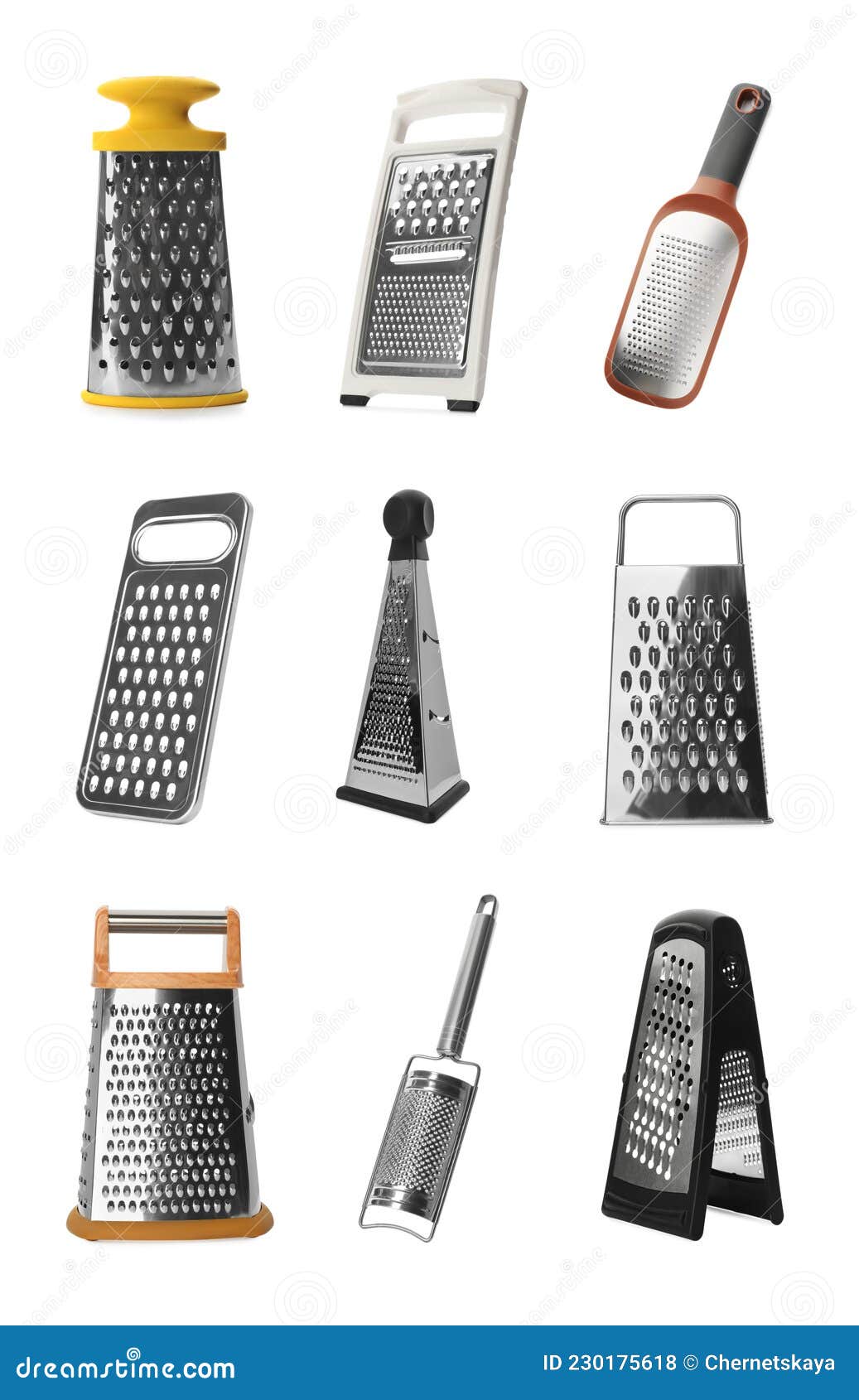 Set with Different Graters on White Background Stock Photo - Image of ...
