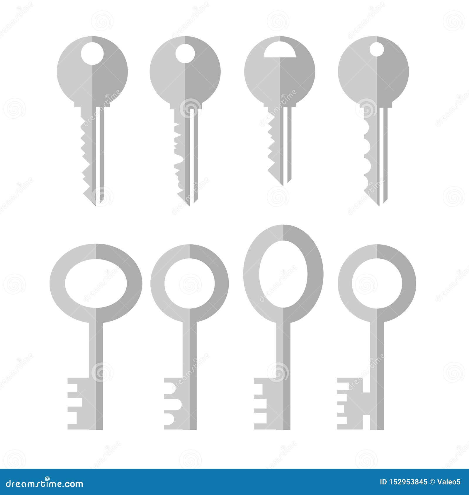 Set of Different Grey Key Icon Isolated on White Background Stock ...