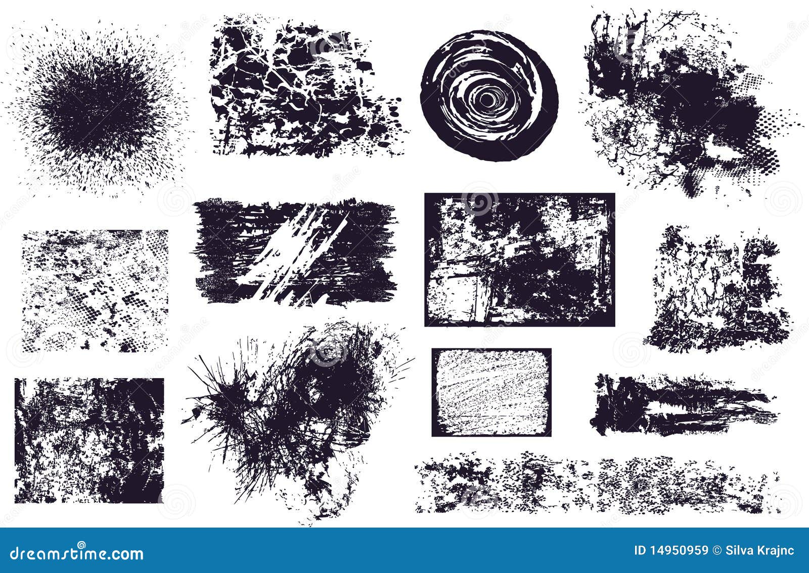 Set of Different Grunge Elements Stock Vector - Illustration of powder ...