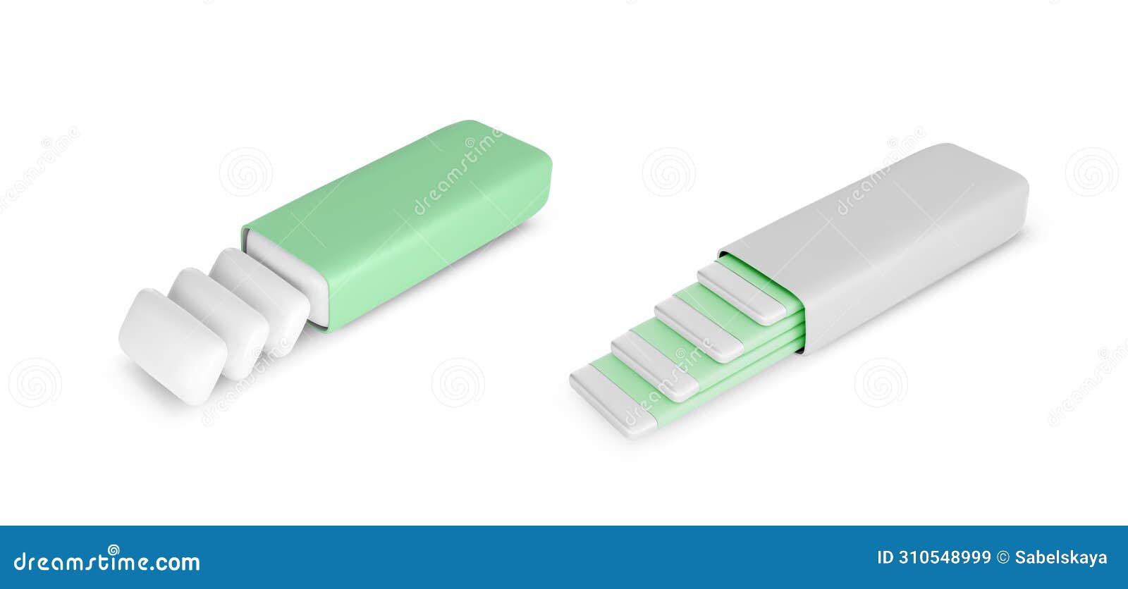 Set of Different Gums in Packs 3D Style, Vector Illustration Stock ...