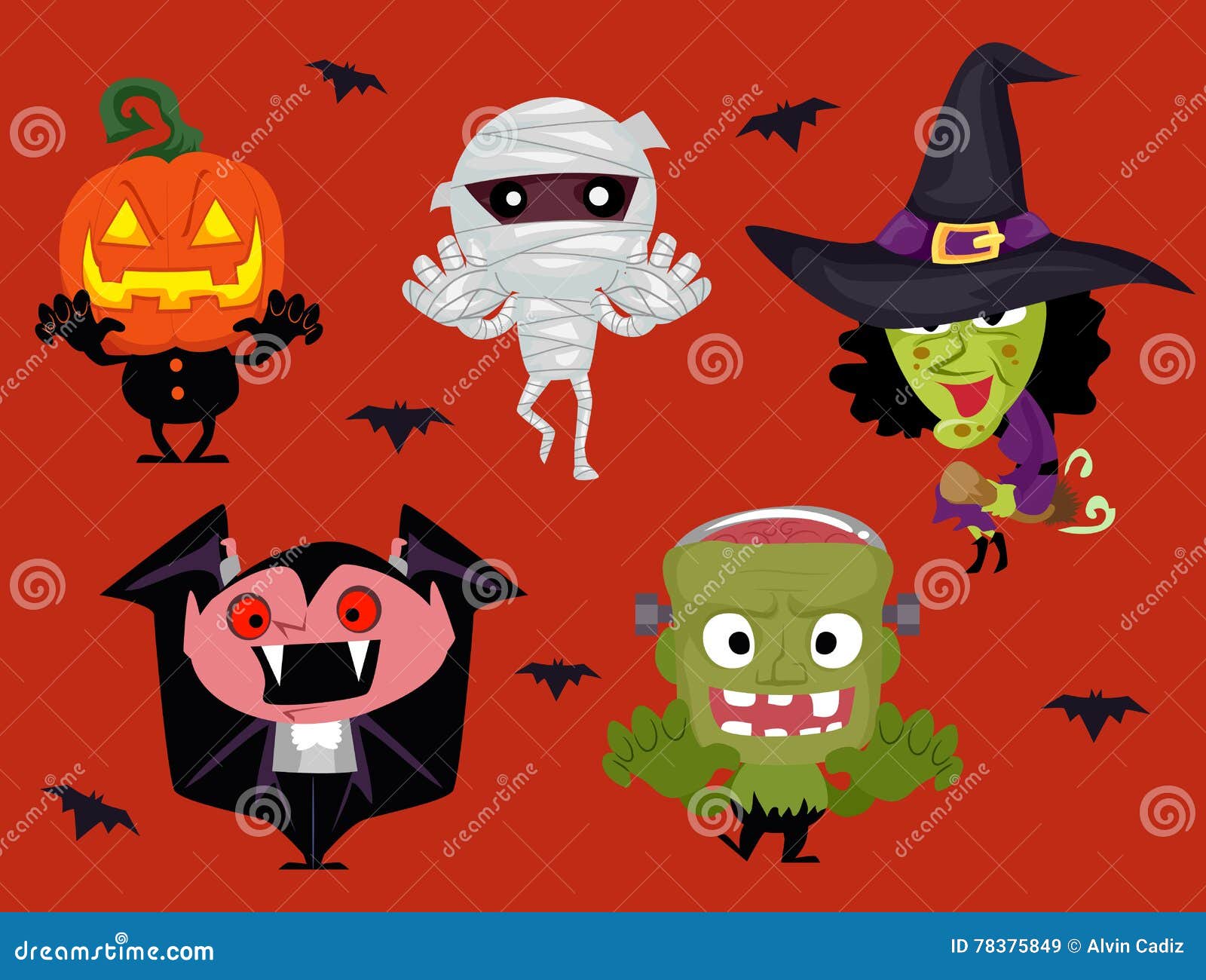 Set of Different Halloween Characters Stock Vector - Illustration of ...