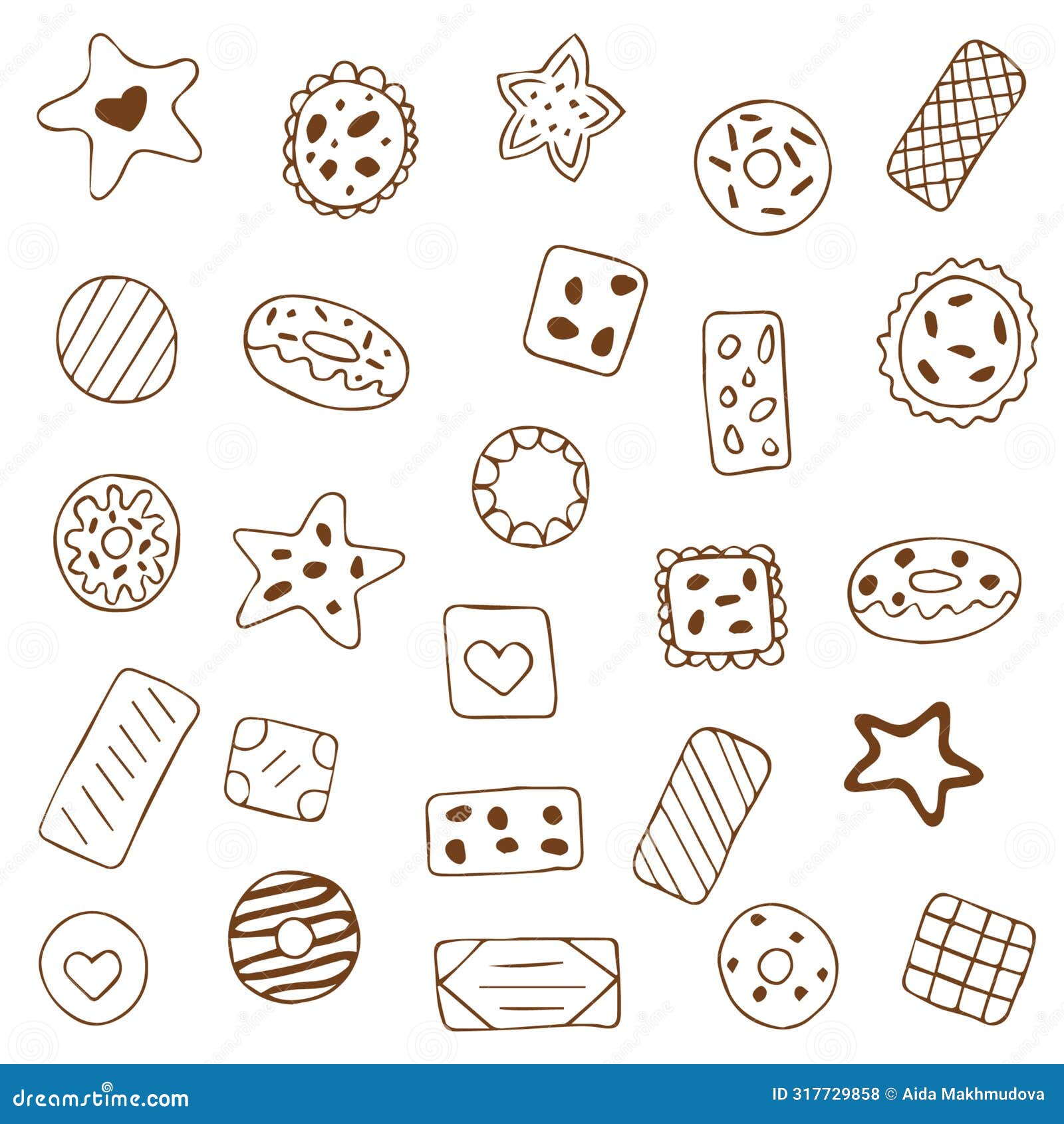 Set of Different Hand-Drawn Cookies, Vector Stock Illustration ...