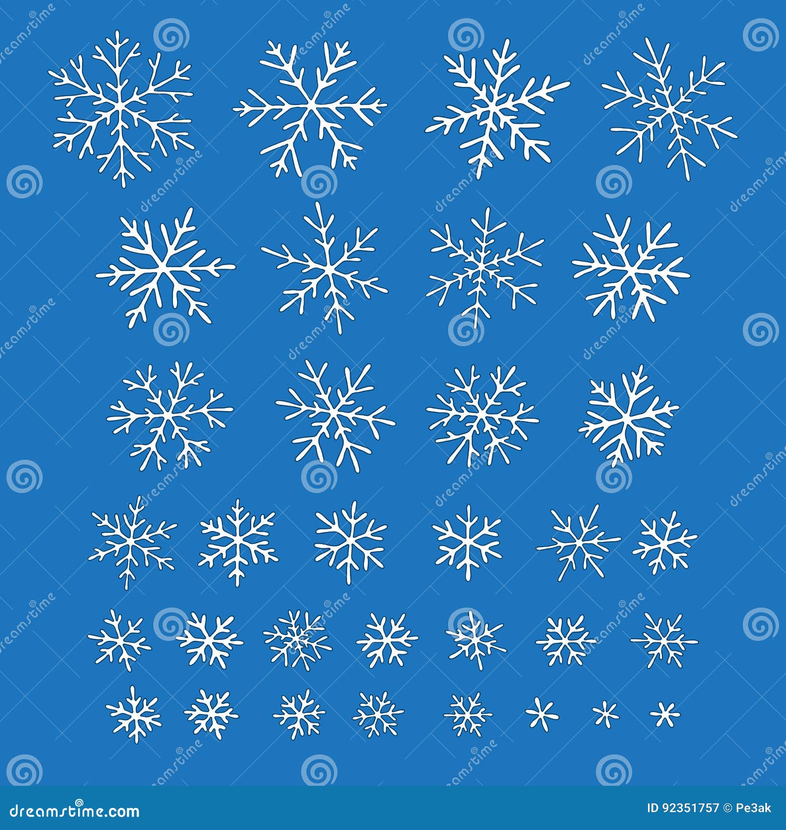 Set of Different Hand-drawn Snowflakes Stock Vector - Illustration of ...