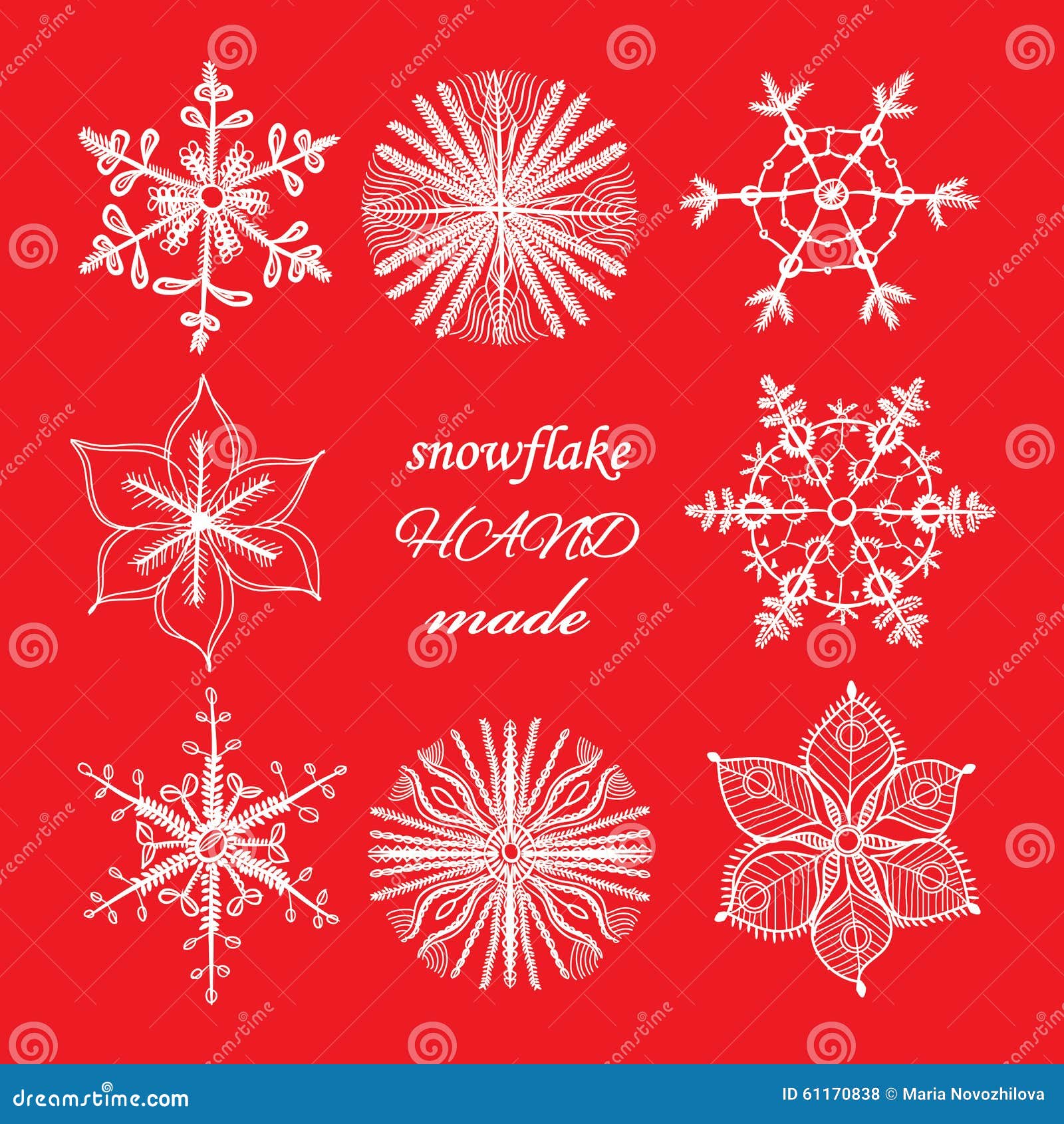 Set of Different Hand Drawn Snowflakes Stock Vector - Illustration of ...