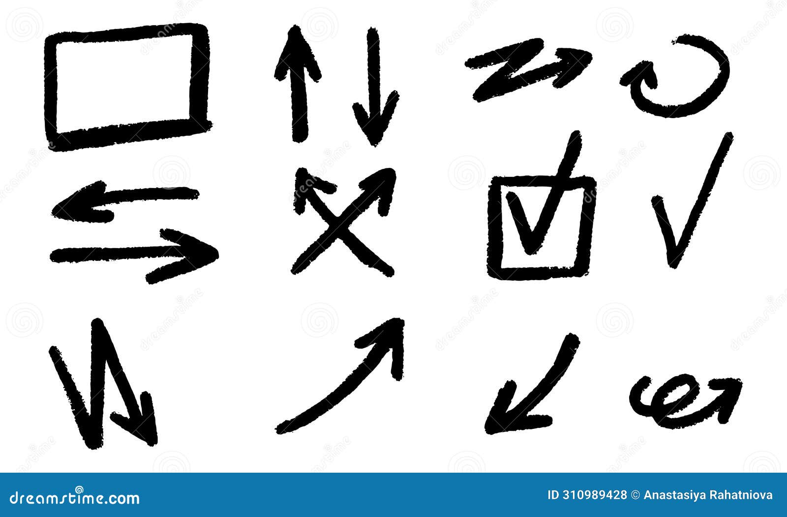 Set of Different Hand Drawn Vector Marks Stock Vector - Illustration of ...