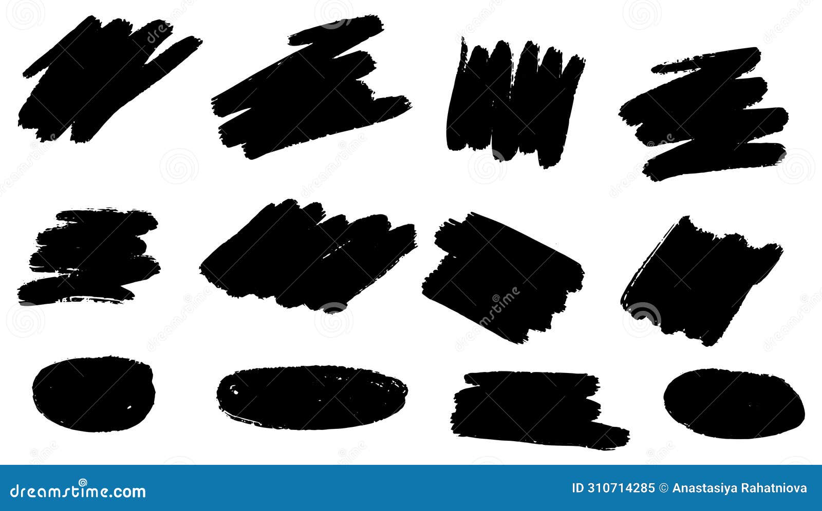 Set of Different Hand Drawn Vector Strokes Stock Vector - Illustration ...
