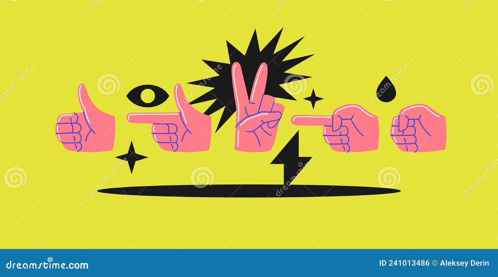 A Set of Different Hand Gestures in a Fashionable Style. Trendy Graphic ...