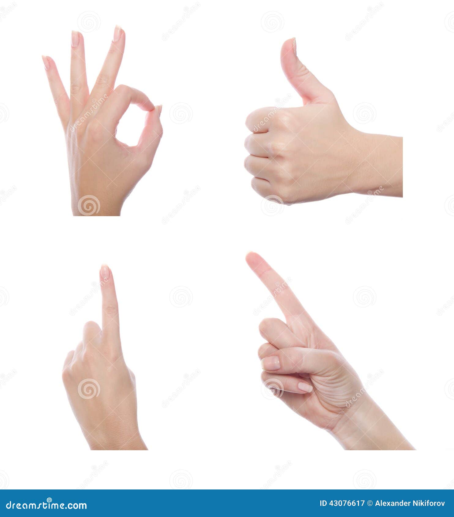 Set of Different Hand Gestures Stock Image - Image of fingernail, agree ...