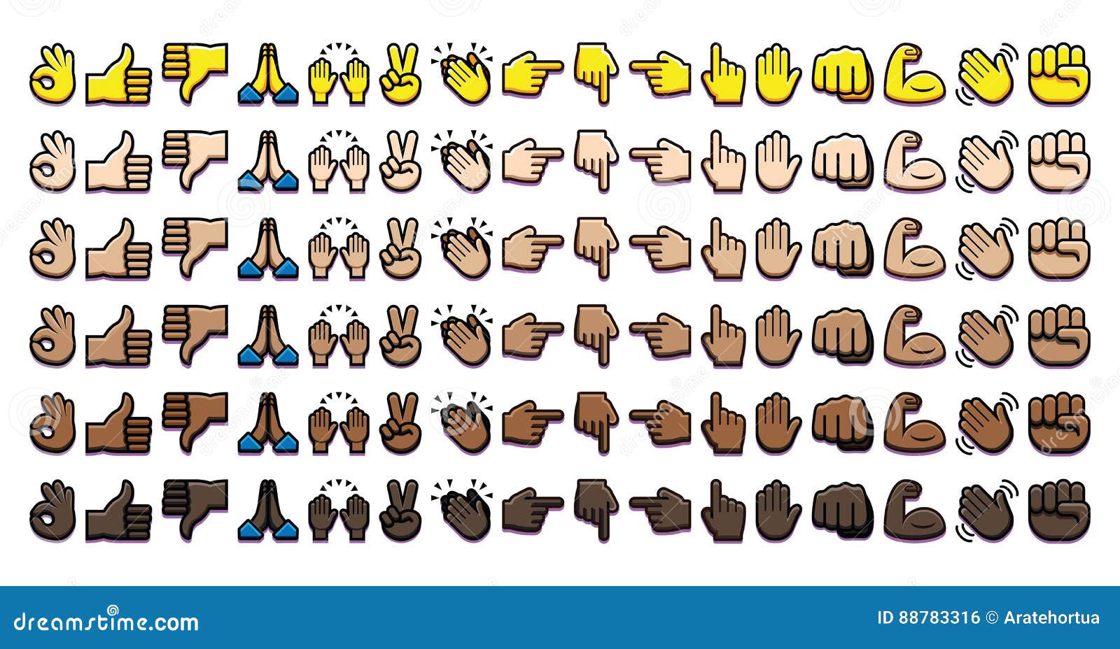 Set of Different Hand Icons Isolated on White Background Stock ...