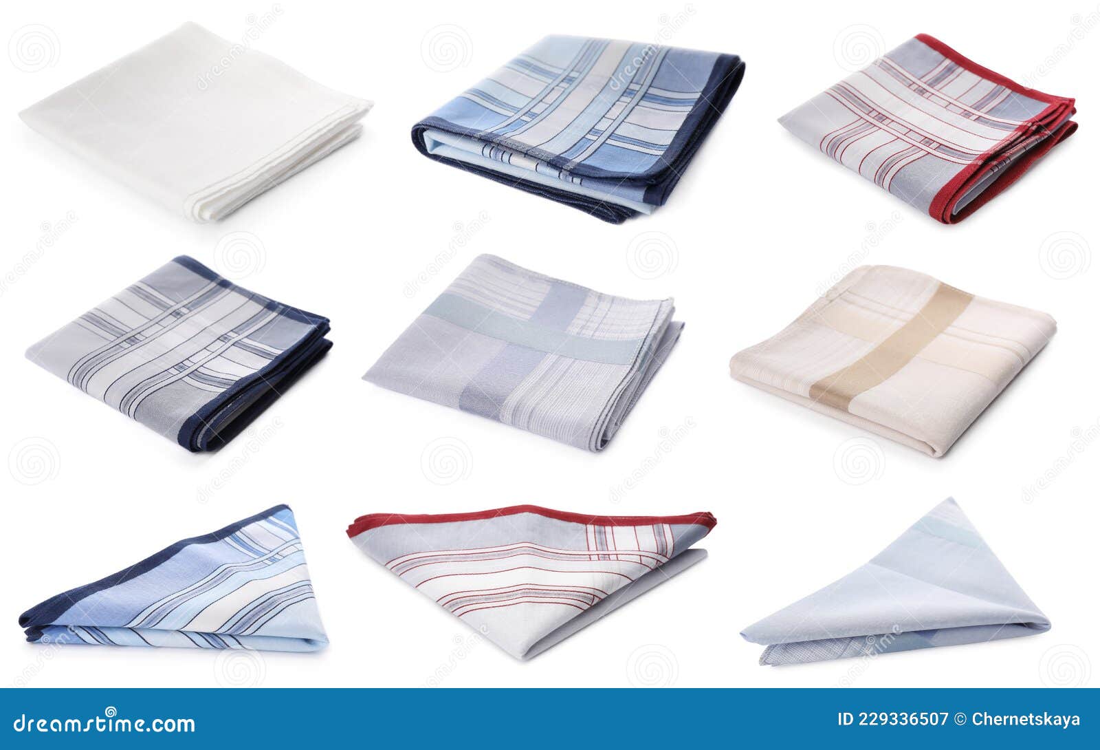 Set with Different Handkerchiefs on White Background Stock Image ...