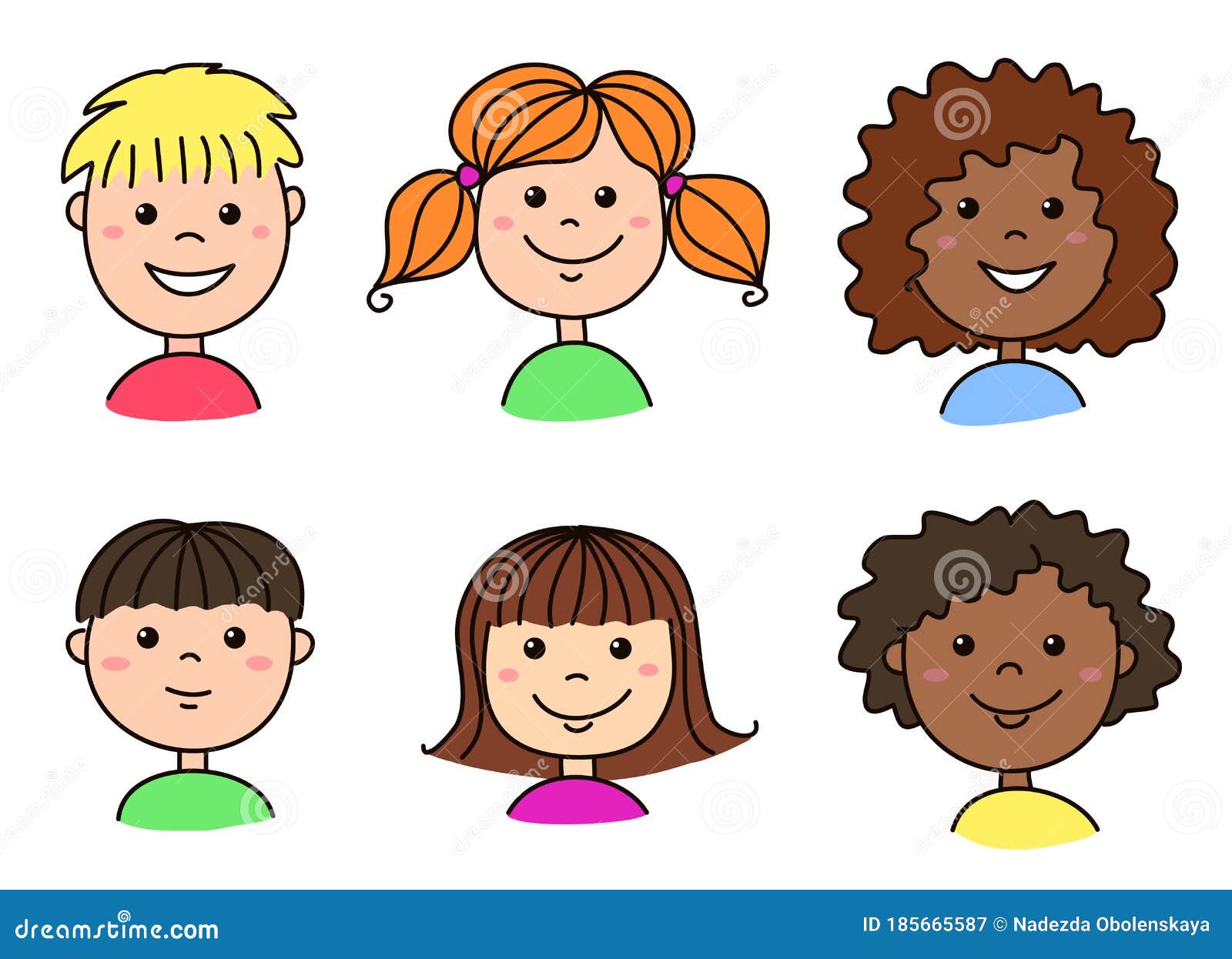 Set of Different Happy Children Stock Vector - Illustration of friend ...