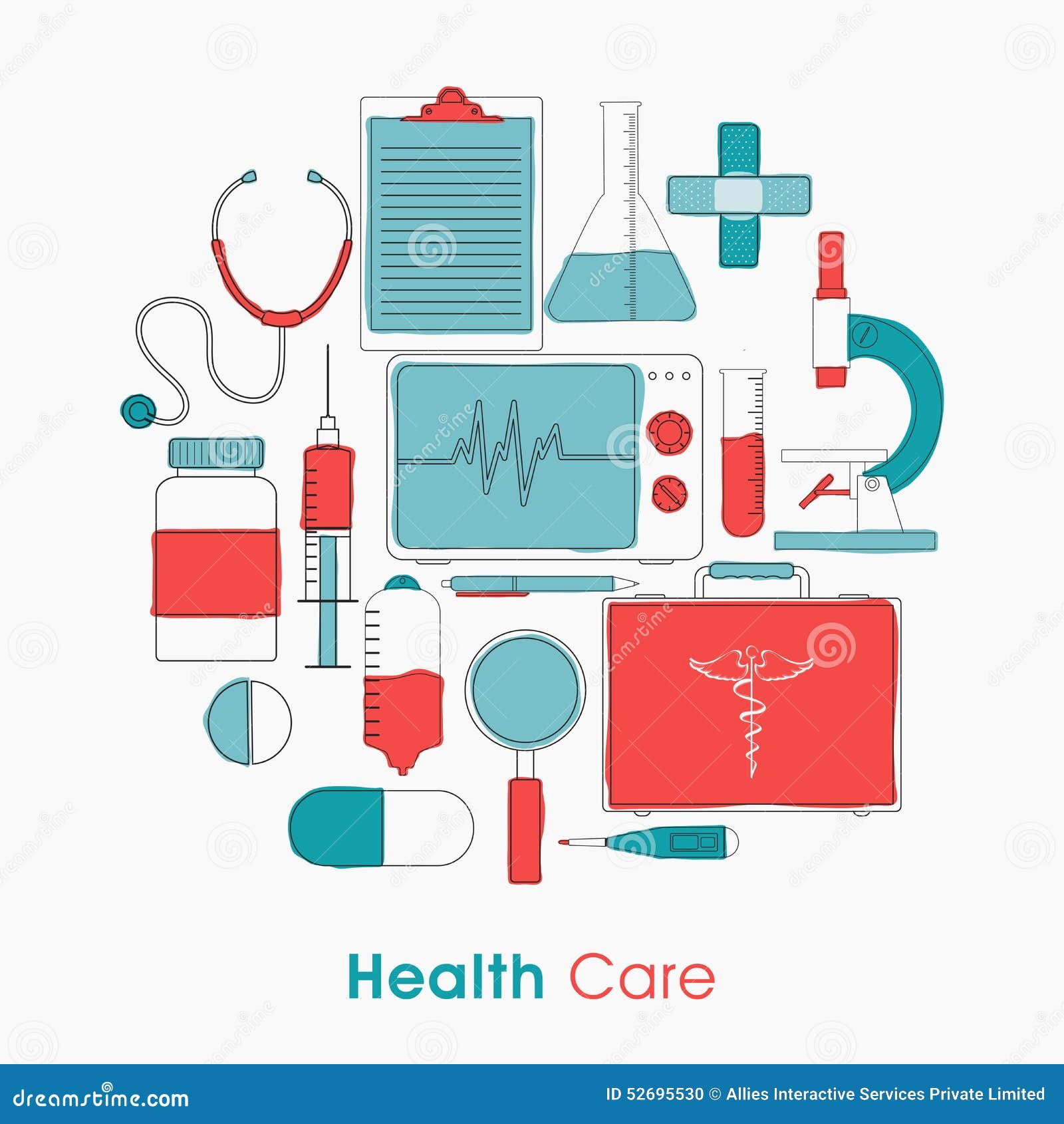 Set of Different Health Care Elements. Stock Illustration ...