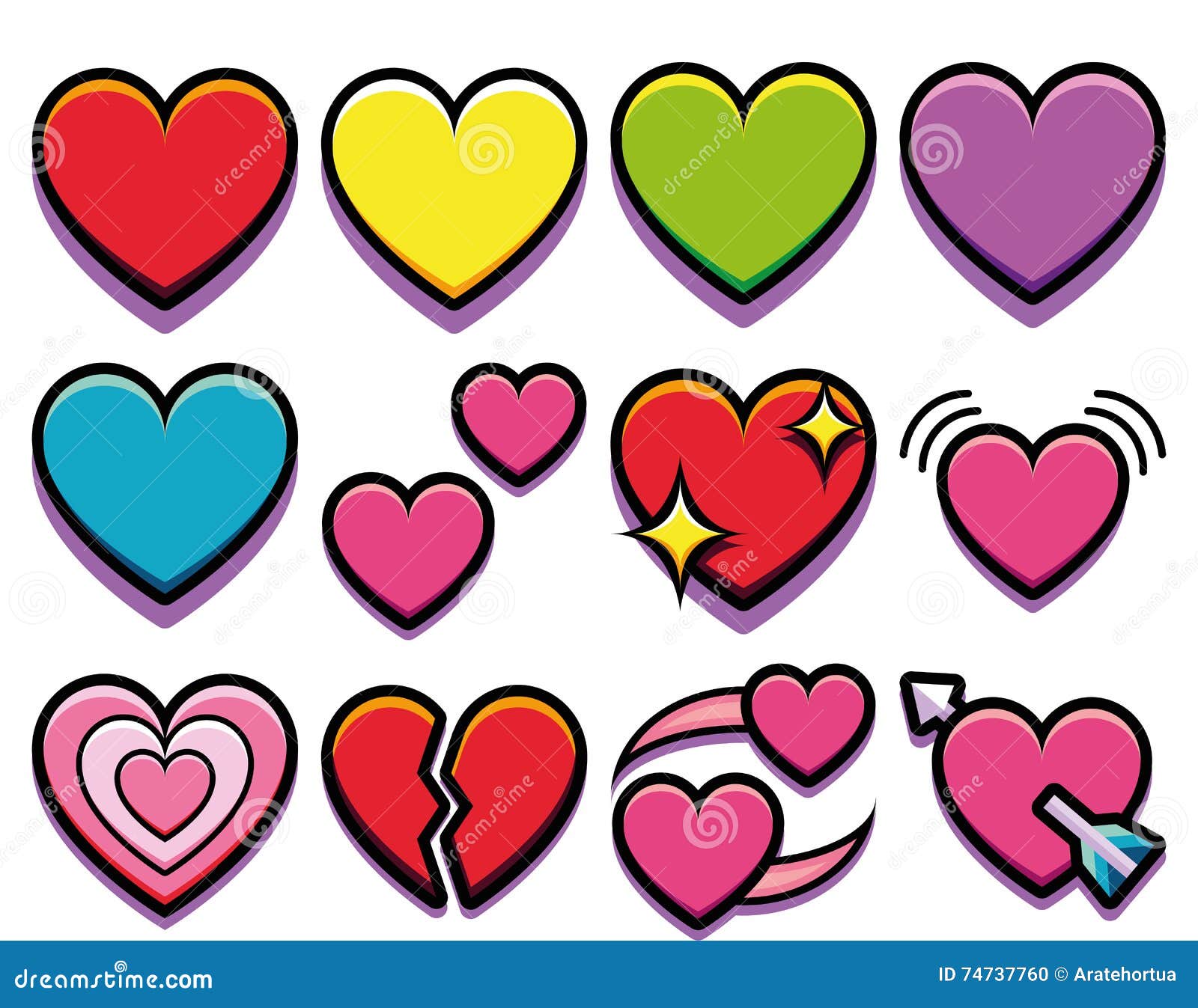 Different Heart Icon Set. Vector Illustration Isolated On White ...