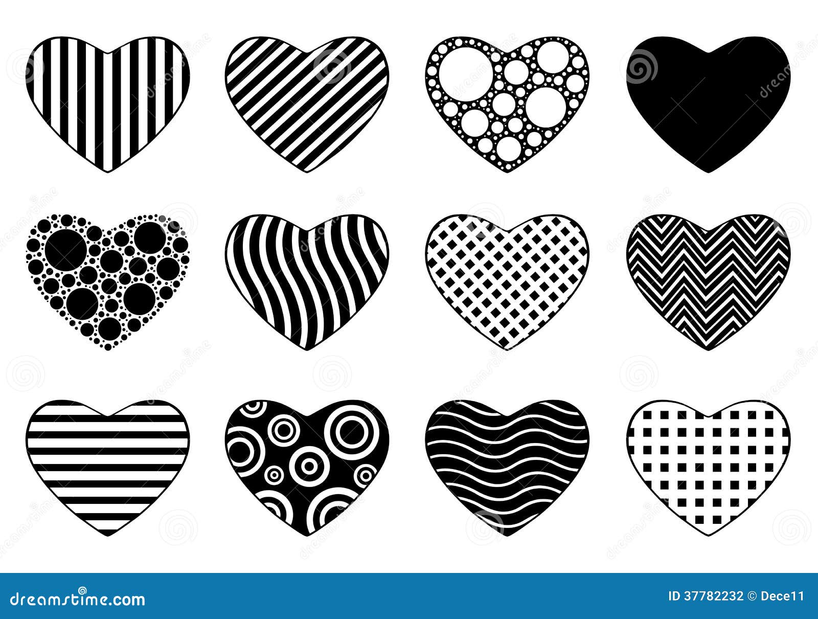 Set of Different Hearts stock vector. Illustration of black - 37782232